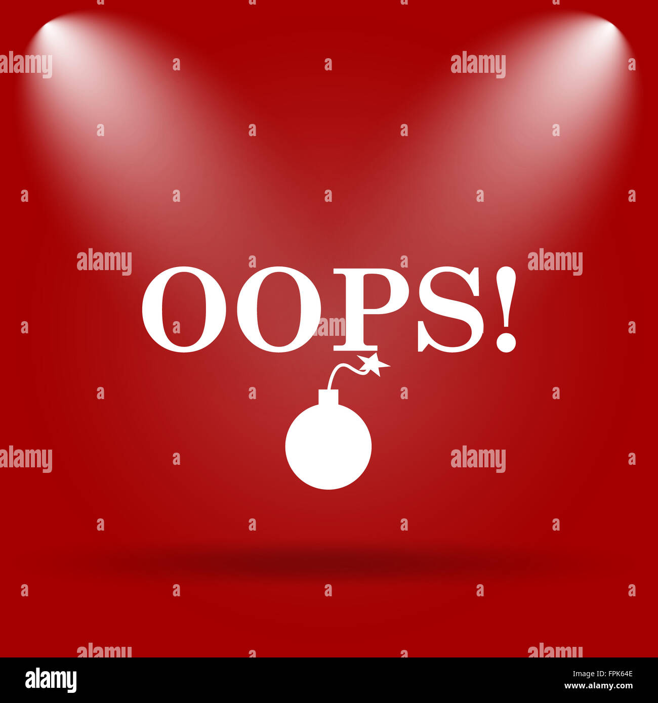 Oops icon. Flat icon on red background Stock Photo - Alamy