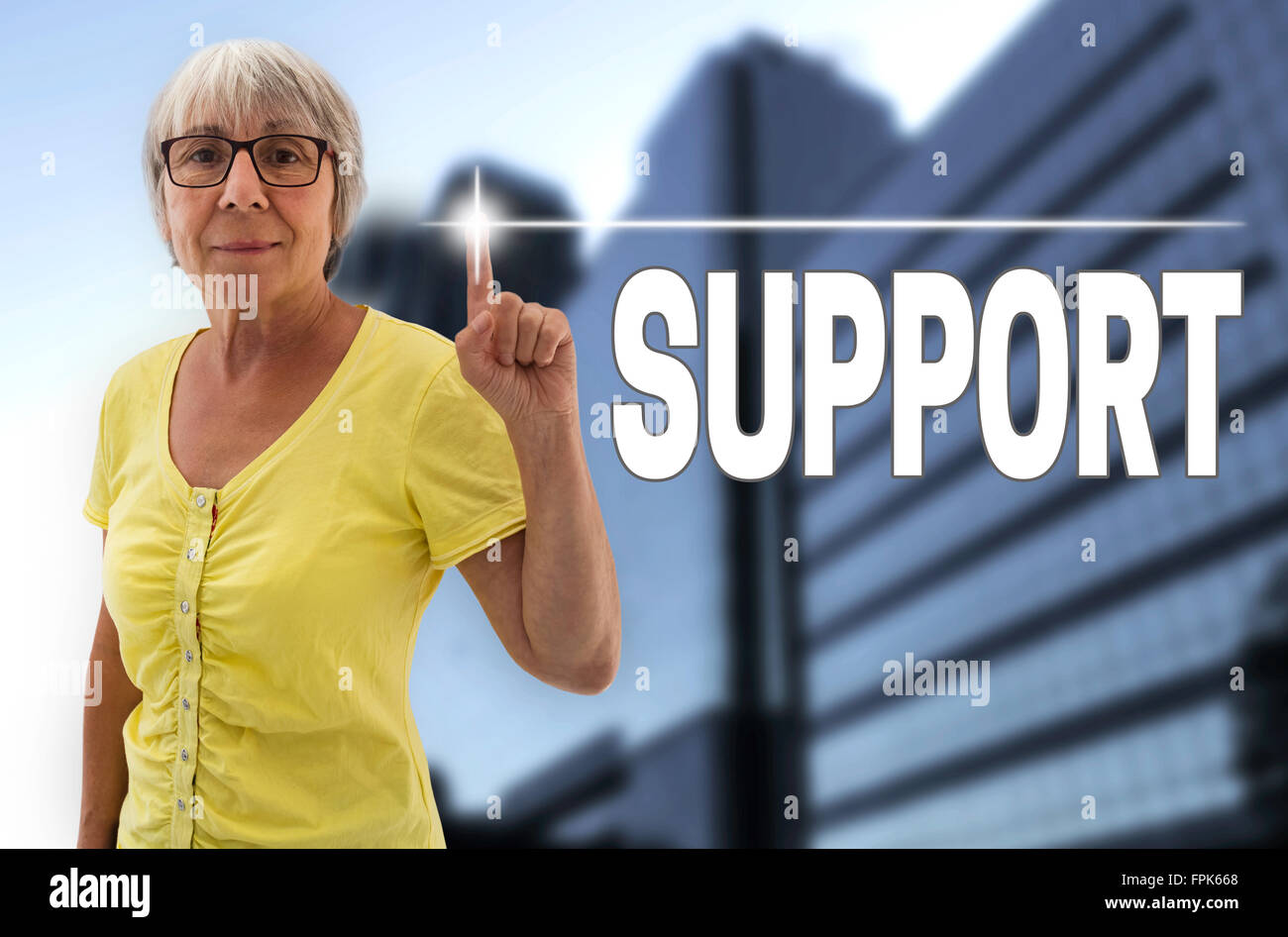 support touchscreen is shown by senior background Stock Photo - Alamy