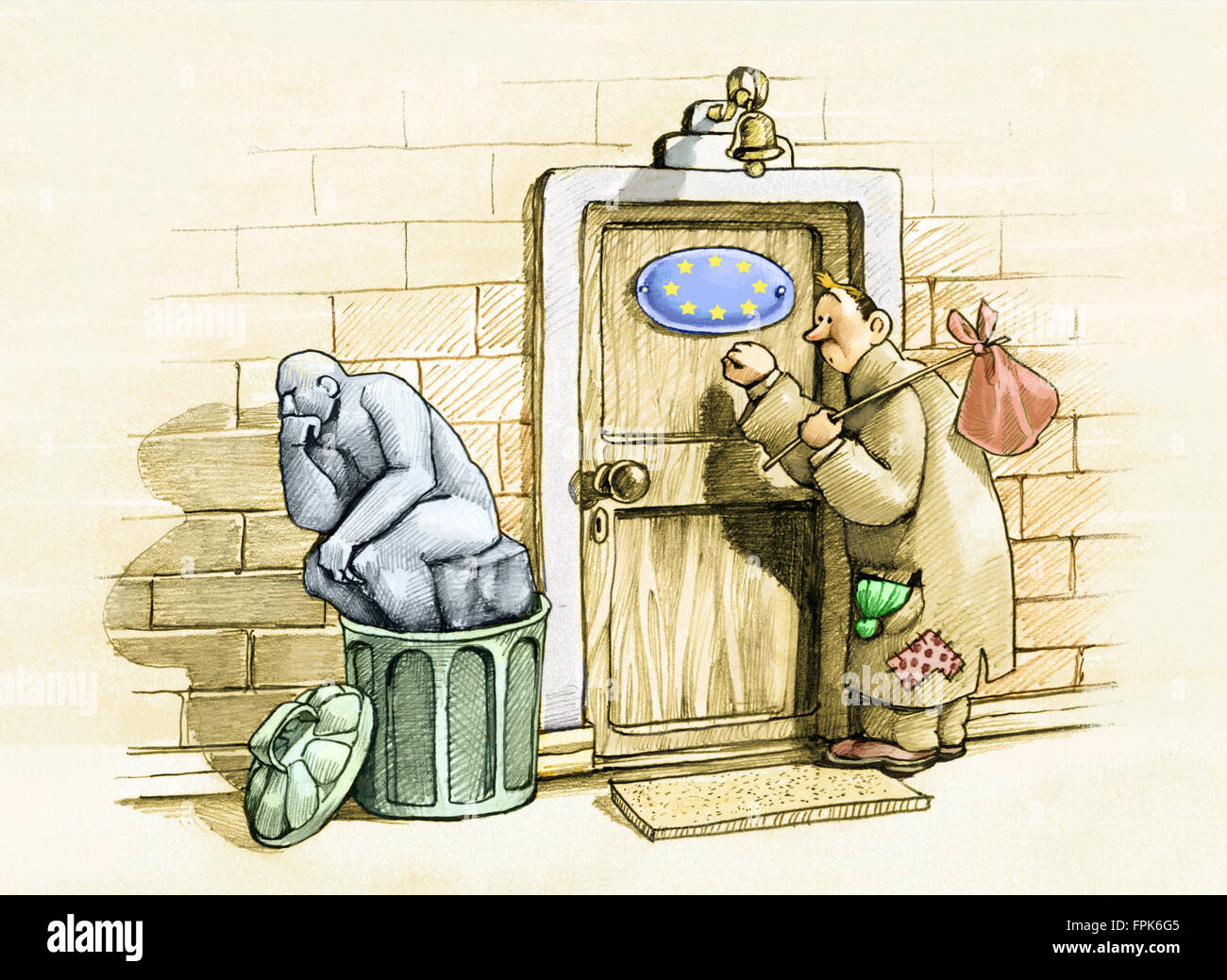 a poor man knocks on the door of a 'Europe has thrown in the trash the ...