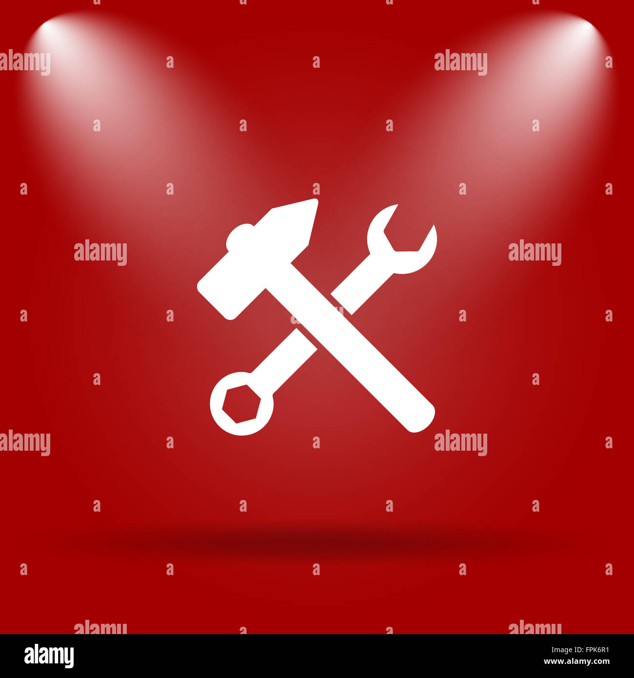 Tools icon. Flat icon on red background Stock Photo - Alamy