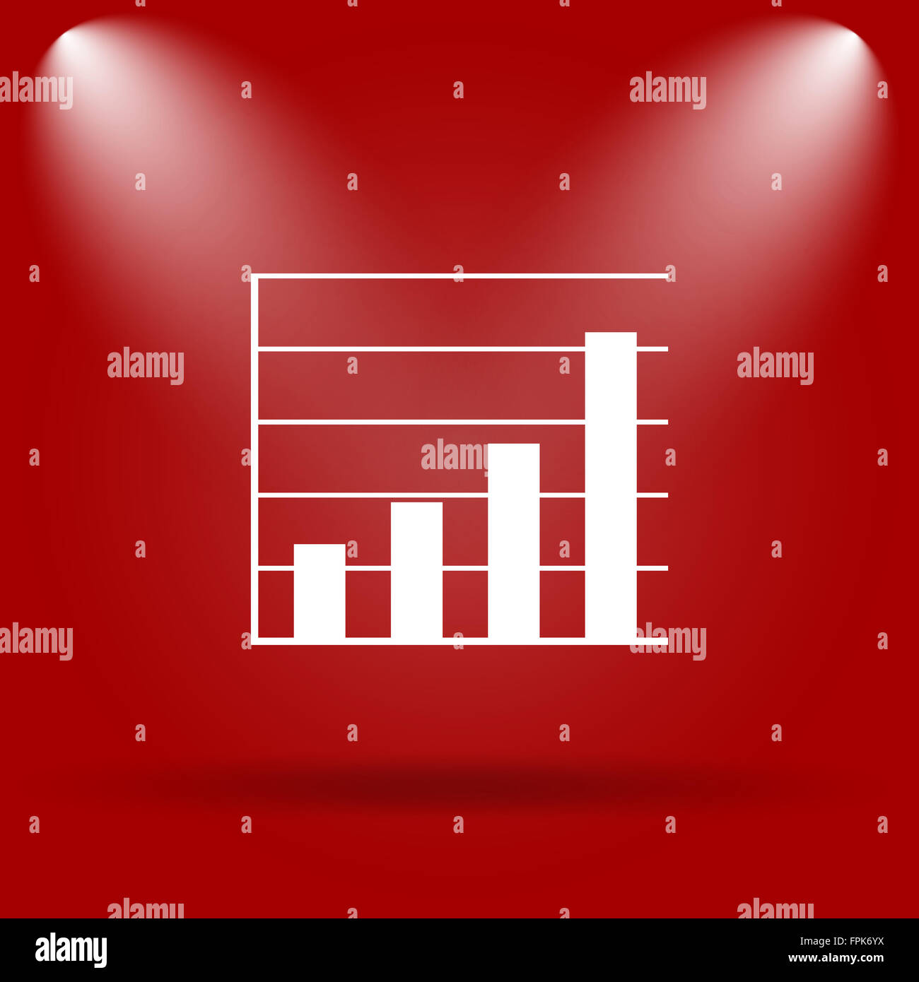 Chart bars icon. Flat icon on red background Stock Photo - Alamy