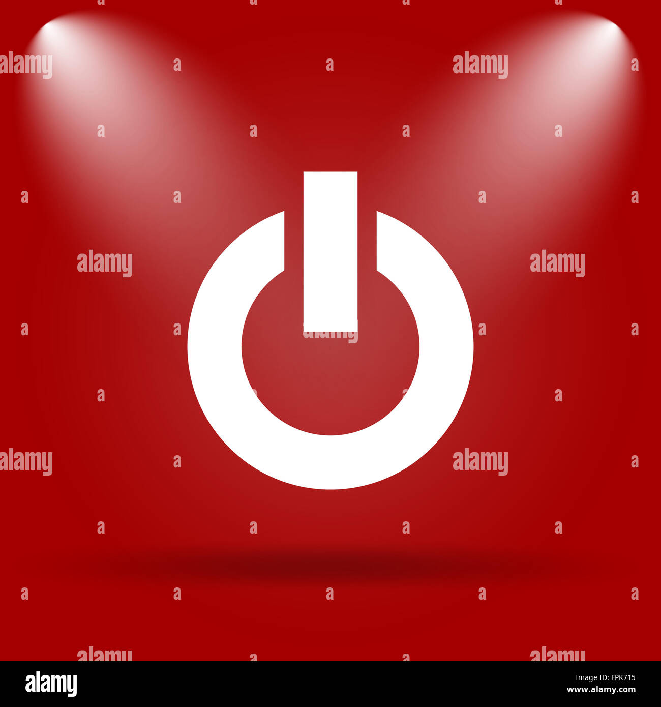 Power button icon. Flat icon on red background Stock Photo - Alamy