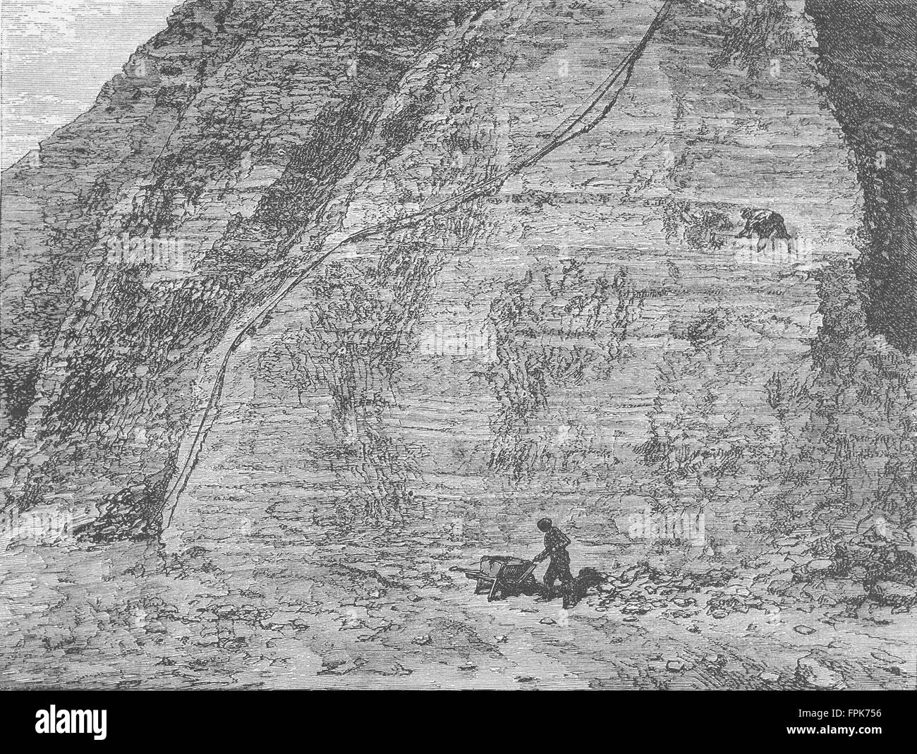 PERU: Middle Chincha Island: Workings, Guano deposit, antique print ...