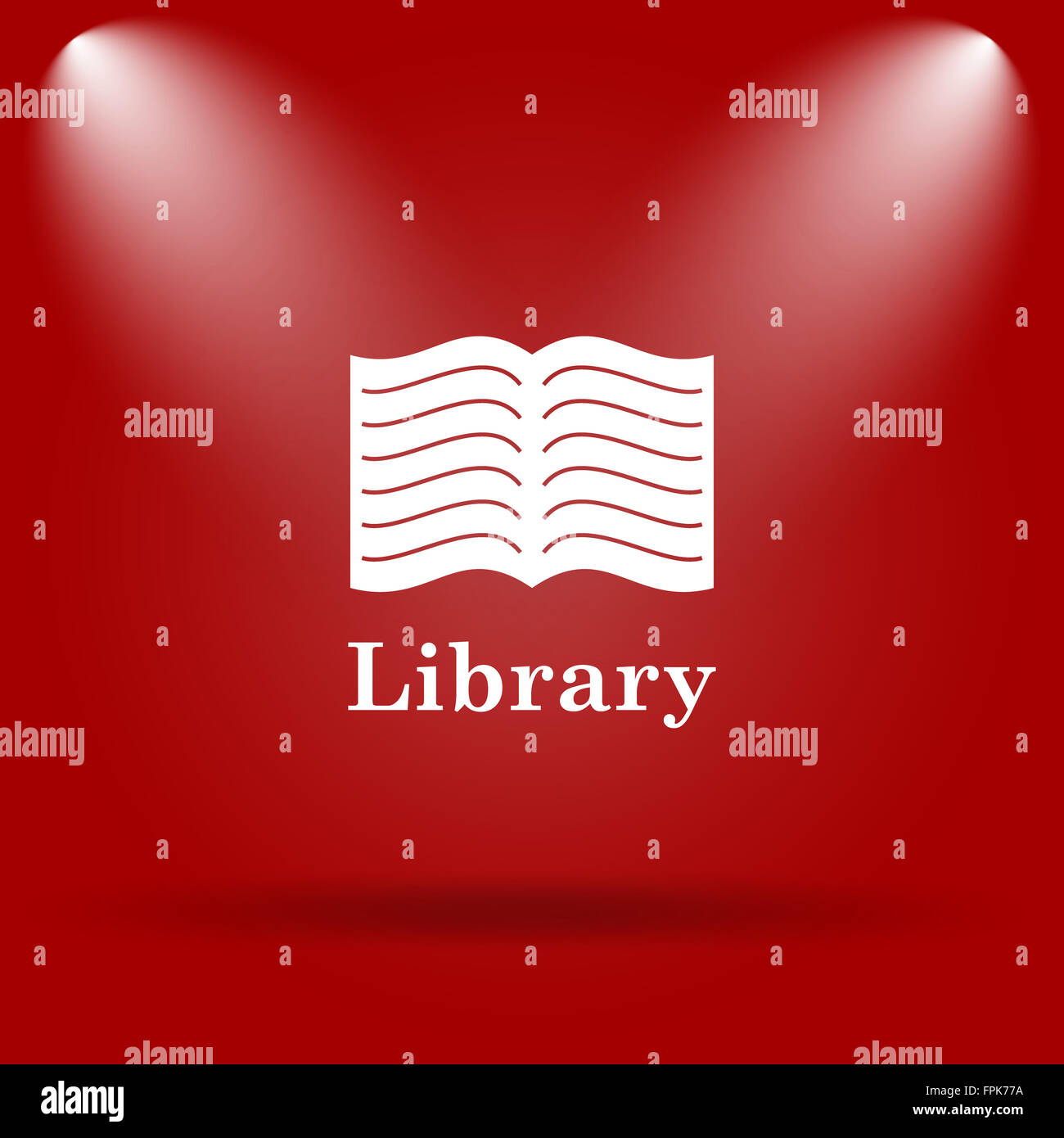 Library icon. Flat icon on red background Stock Photo - Alamy