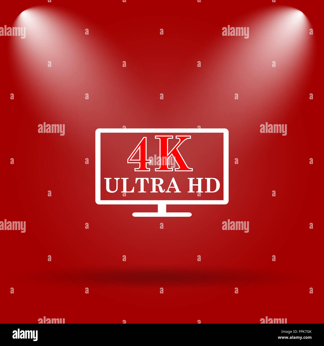4K ultra HD icon. Flat icon on red background Stock Photo - Alamy