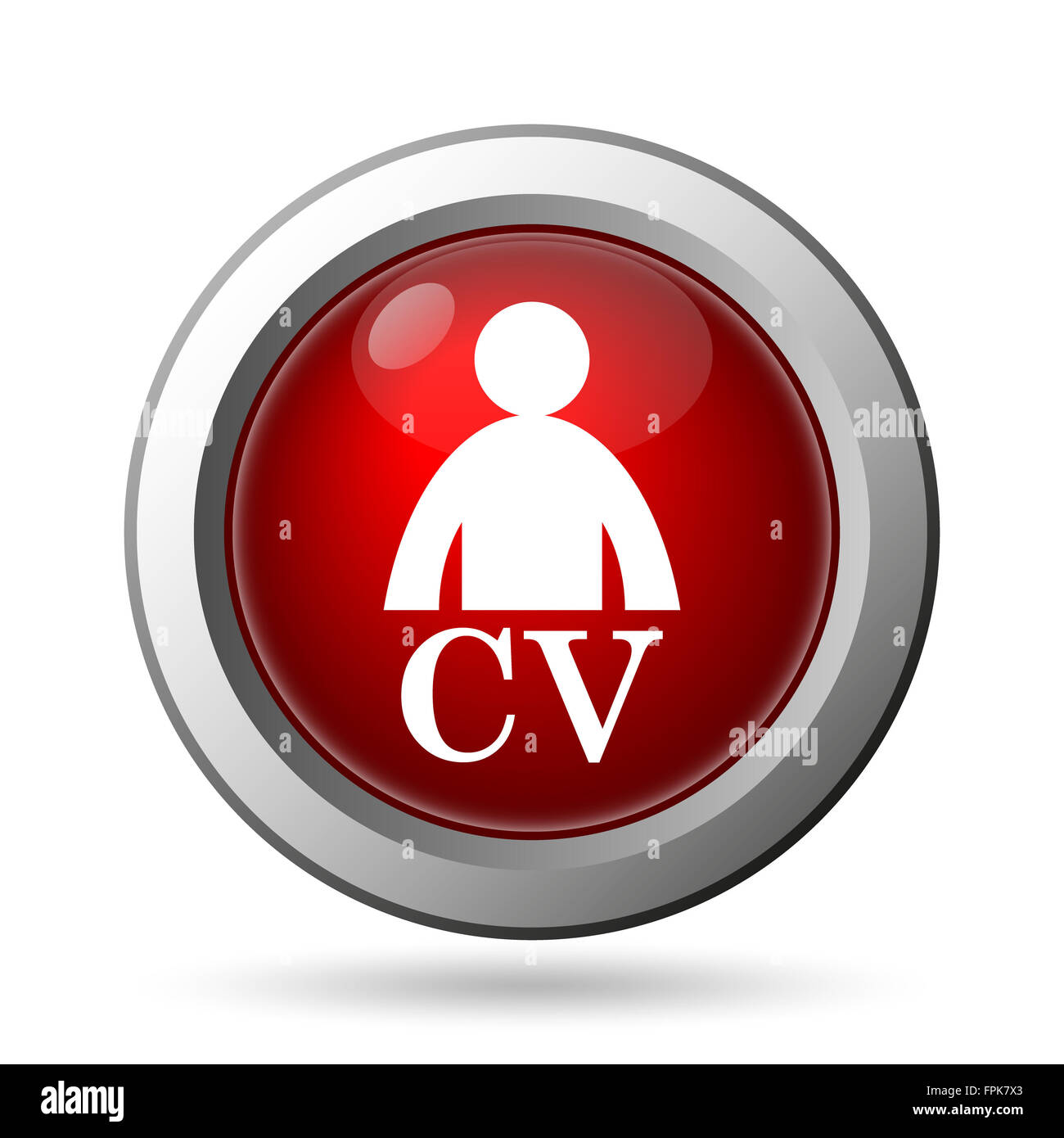 CV icon. Internet button on white background Stock Photo - Alamy