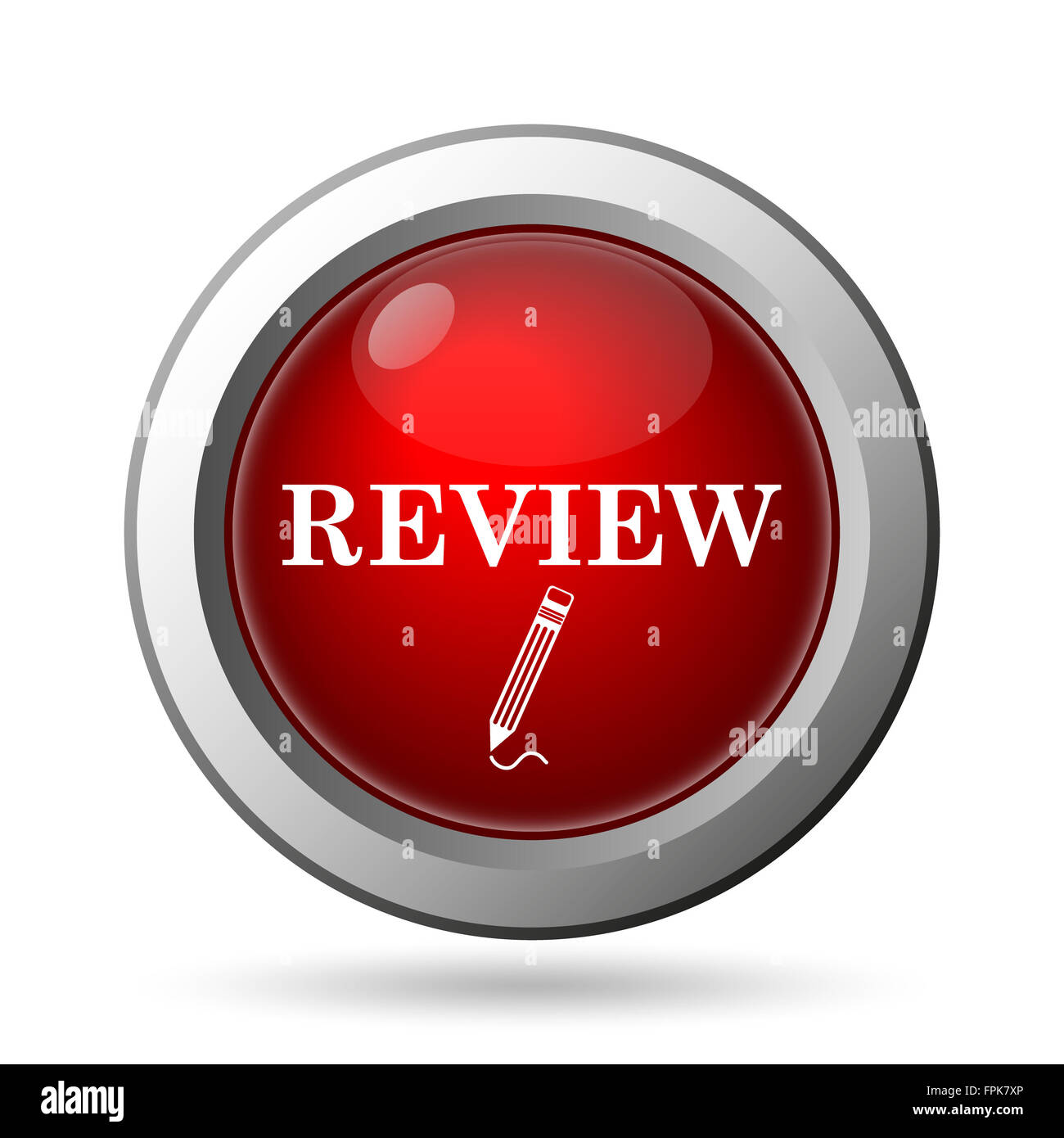 Review icon. Internet button on white background Stock Photo - Alamy