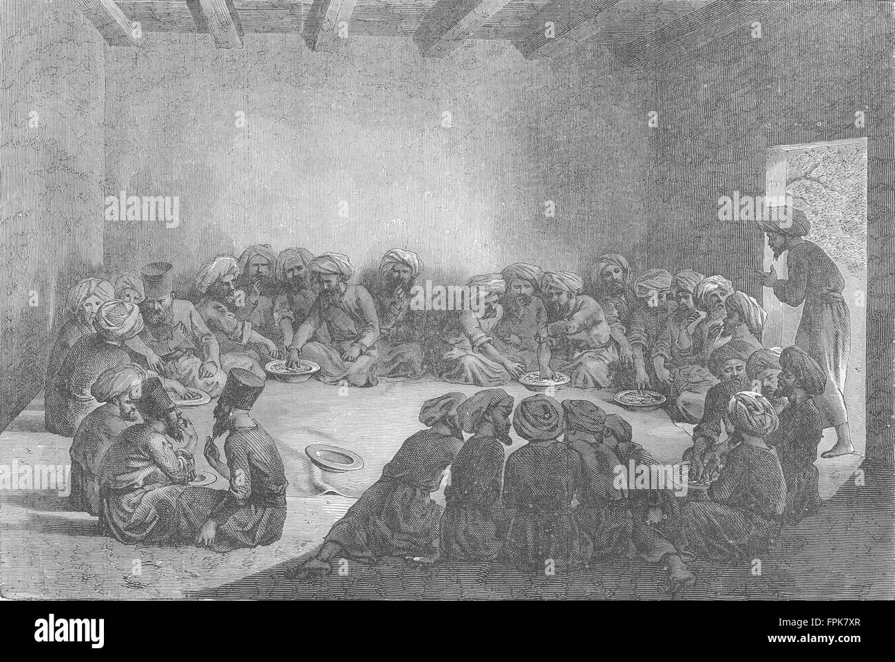 TURKMENISTAN: West Turkistan: Turcomans dining, antique print 1880 ...
