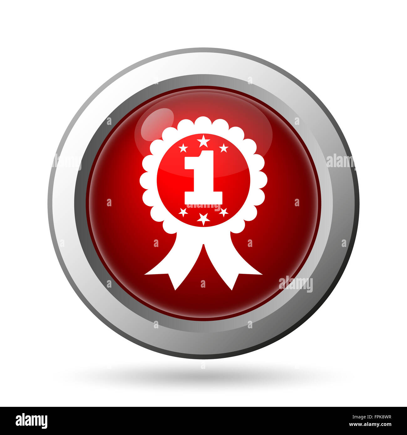 First prize ribbon icon. Internet button on white background Stock ...