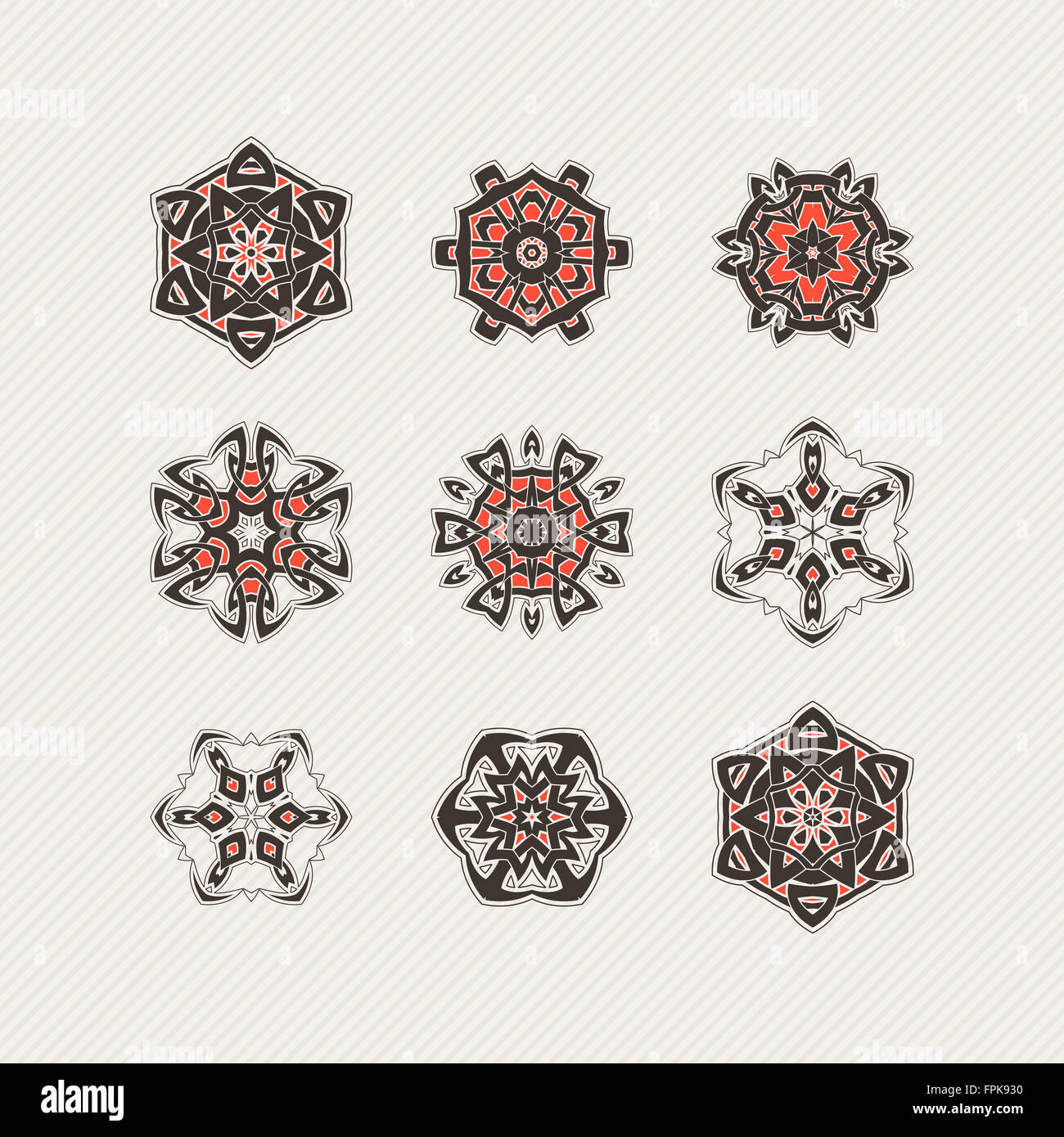 Set of ornate mandala symbols. Gothic lace tattoo. Celtic weave with ...