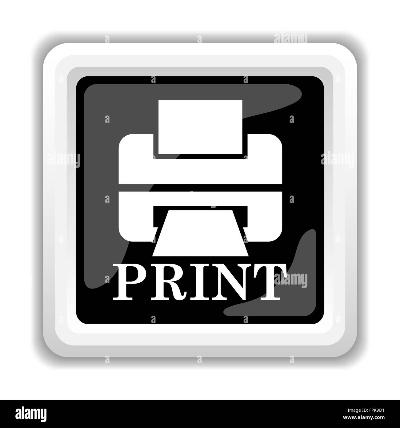 Printer with word PRINT icon. Internet button on white background Stock ...