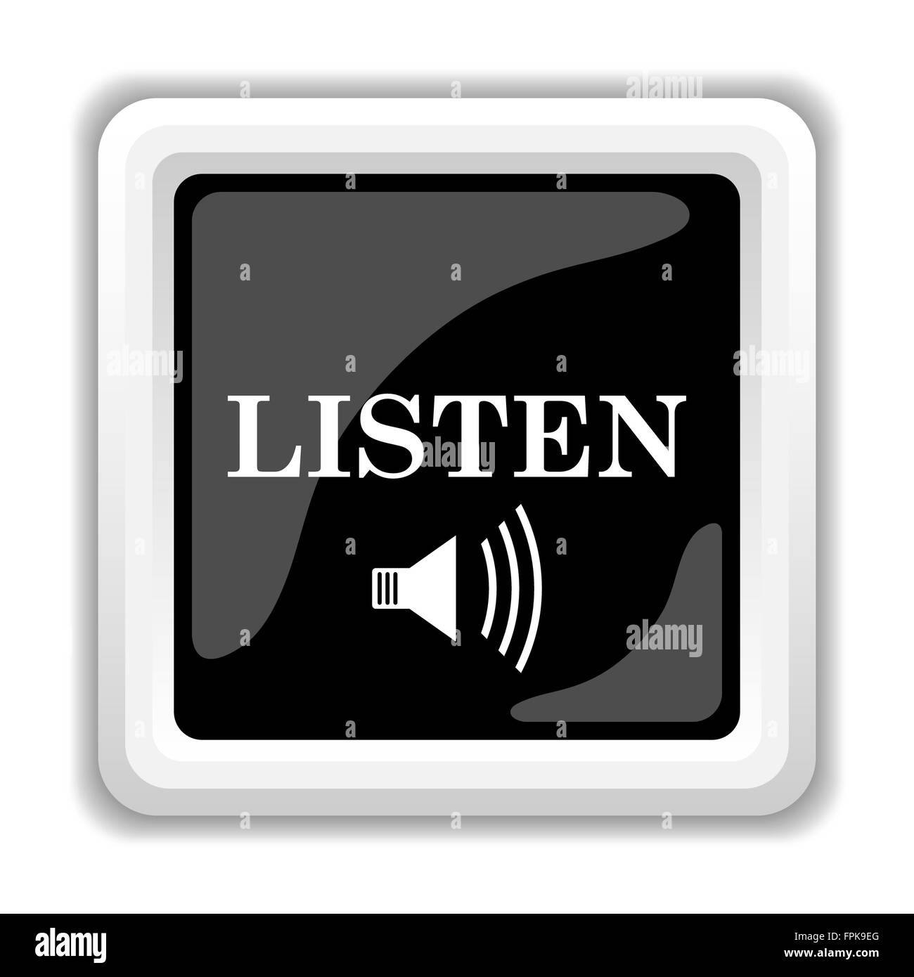Listen icon. Internet button on white background Stock Photo - Alamy