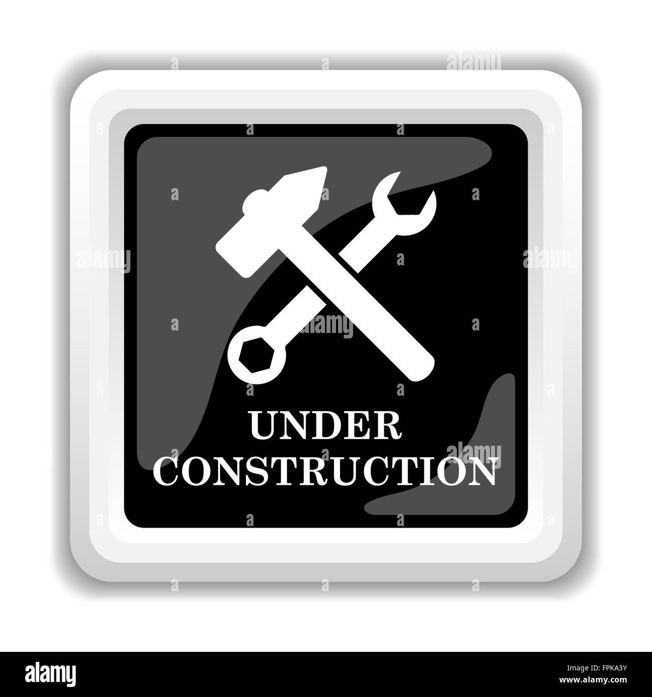 Under construction icon. Internet button on white background Stock ...