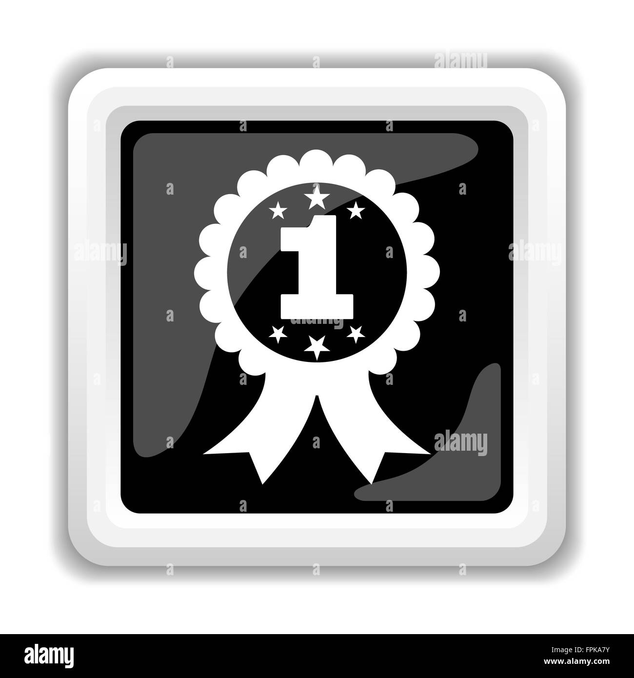 First prize ribbon icon. Internet button on white background Stock ...