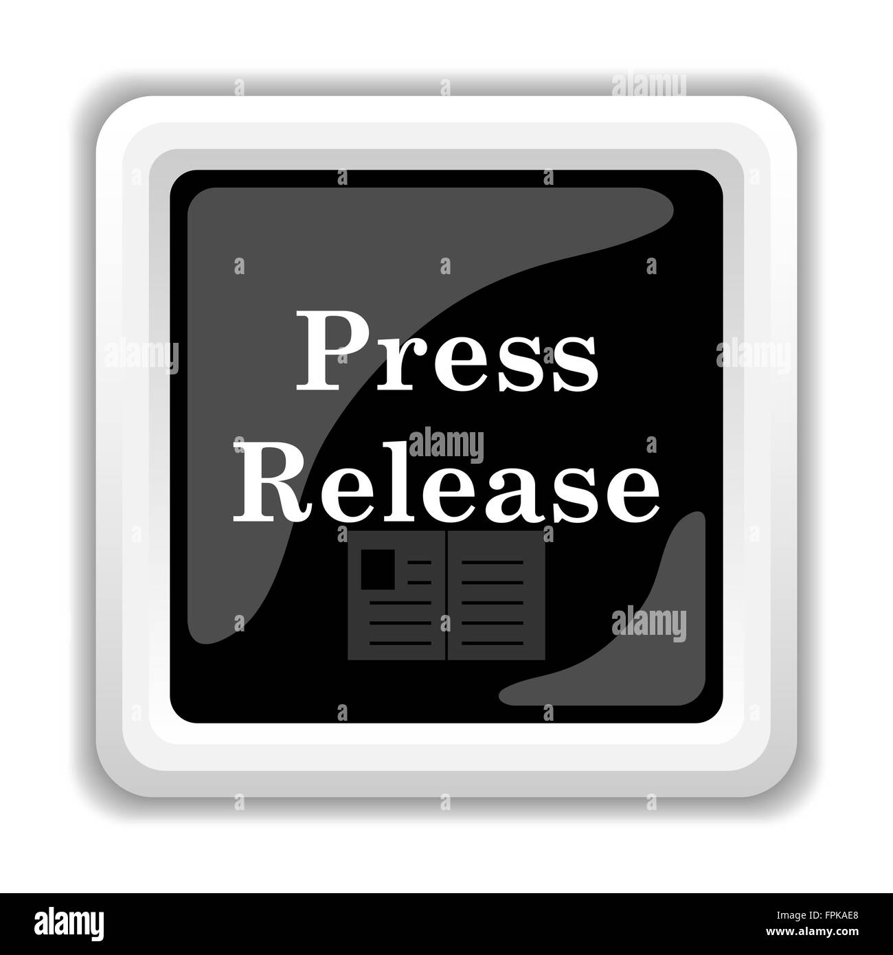 Press release icon. Internet button on white background Stock Photo - Alamy