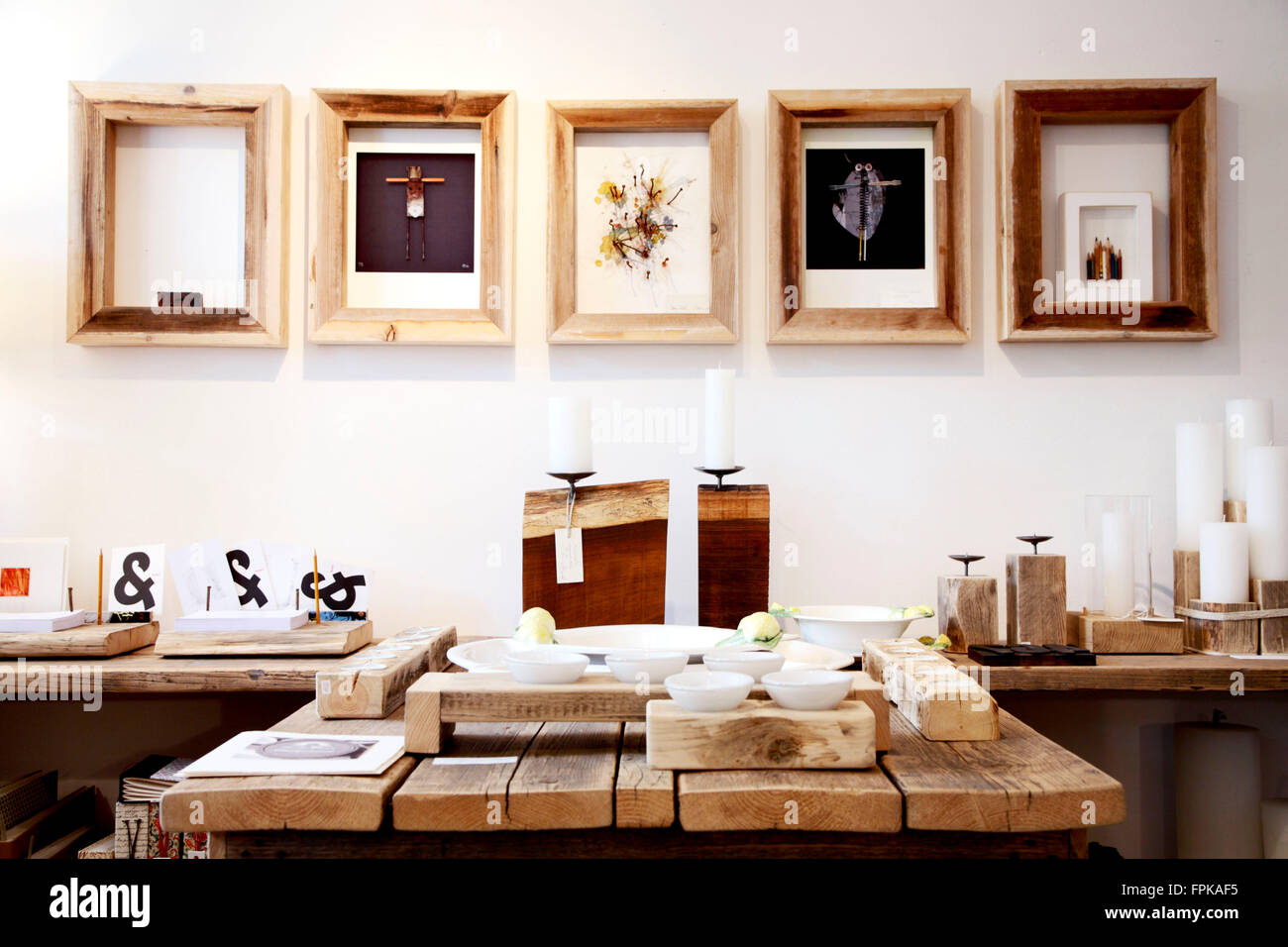different rustic residential accessories, interior, retail shop, wood ...