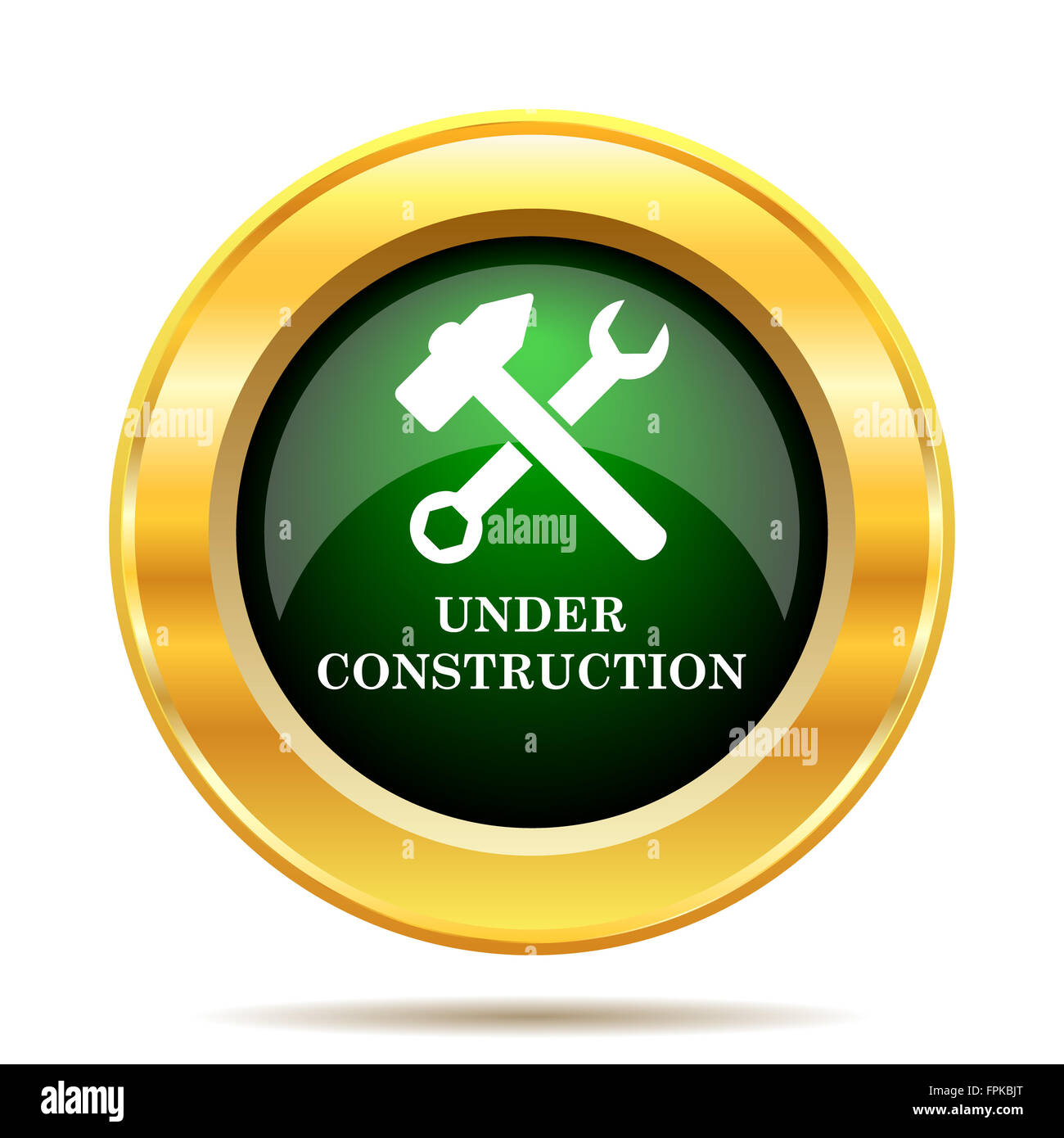 Under construction icon. Internet button on white background Stock ...