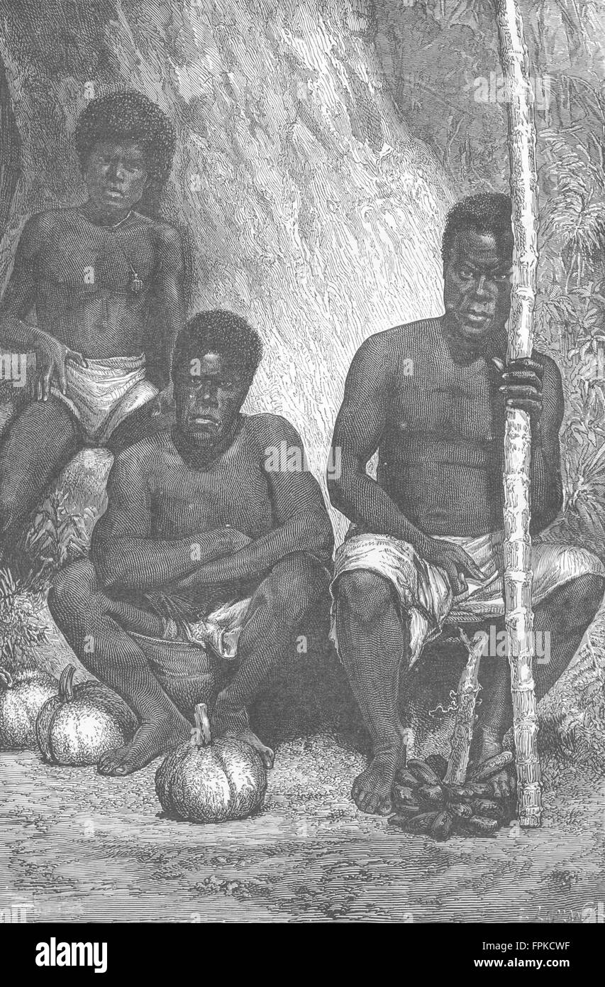 NEW CALEDONIA: Caledonian Fruit-sellers, antique print 1880 Stock Photo ...