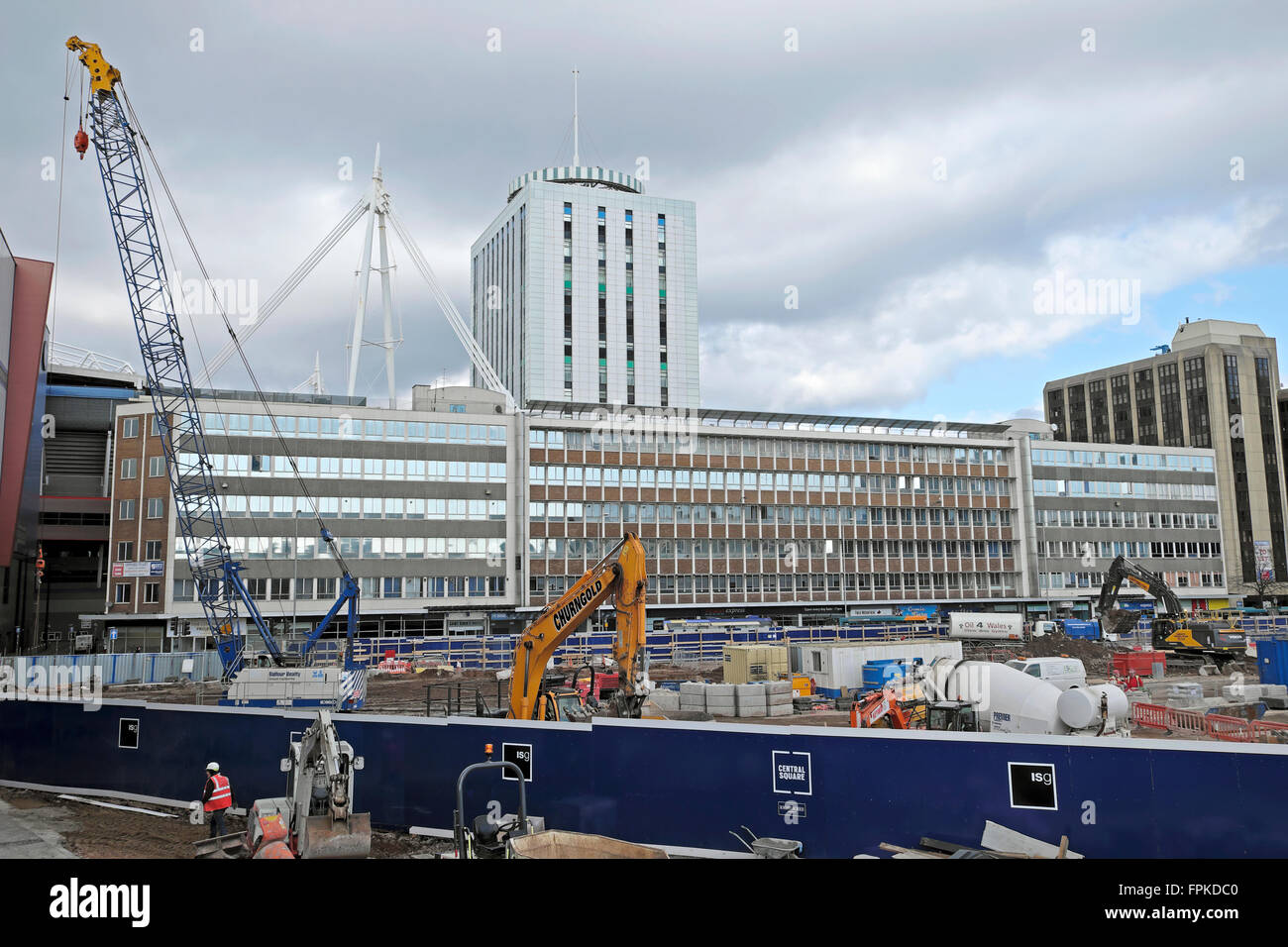 Central Square redevelopment construction site in Cardiff City Centre ...