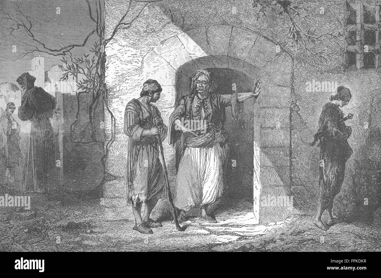 SYRIA: Bashan: Natives & costumes in, antique print 1880 Stock Photo ...