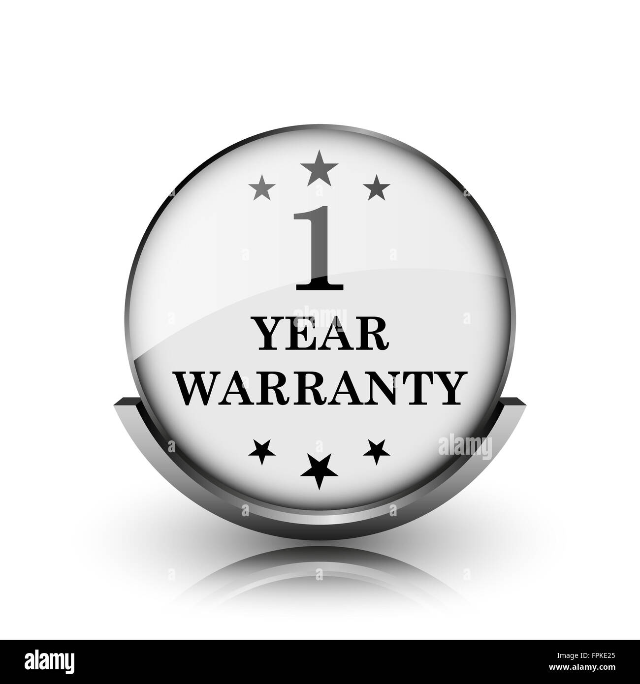 1 year warranty icon. Shiny glossy internet button on white background ...