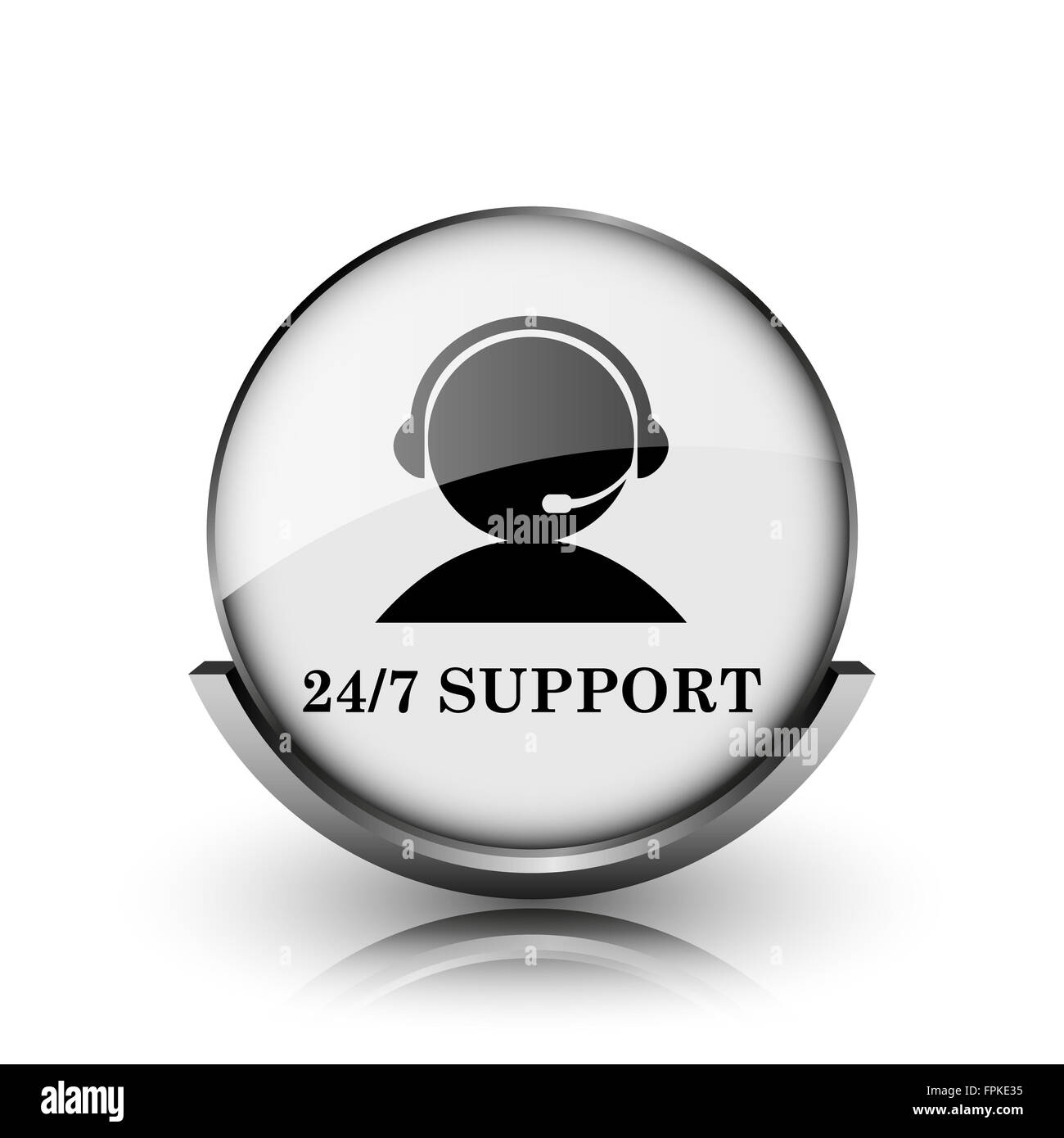 24-7 Support icon. Shiny glossy internet button on white background ...