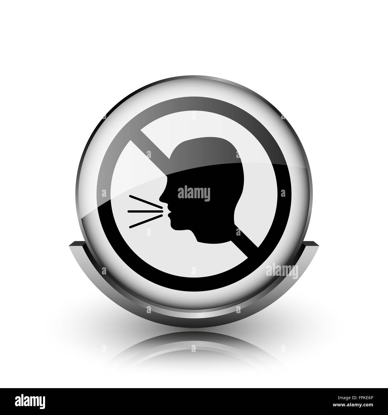 No talking icon. Shiny glossy internet button on white background Stock ...
