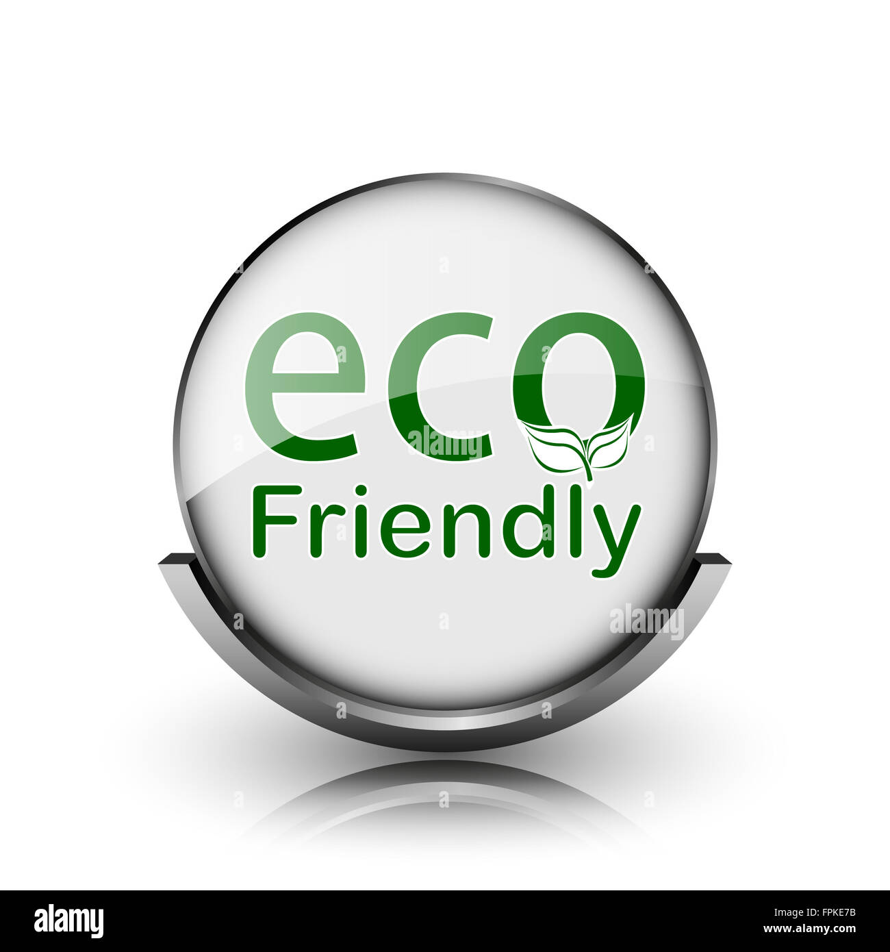Eco Friendly icon. Shiny glossy internet button on white background ...