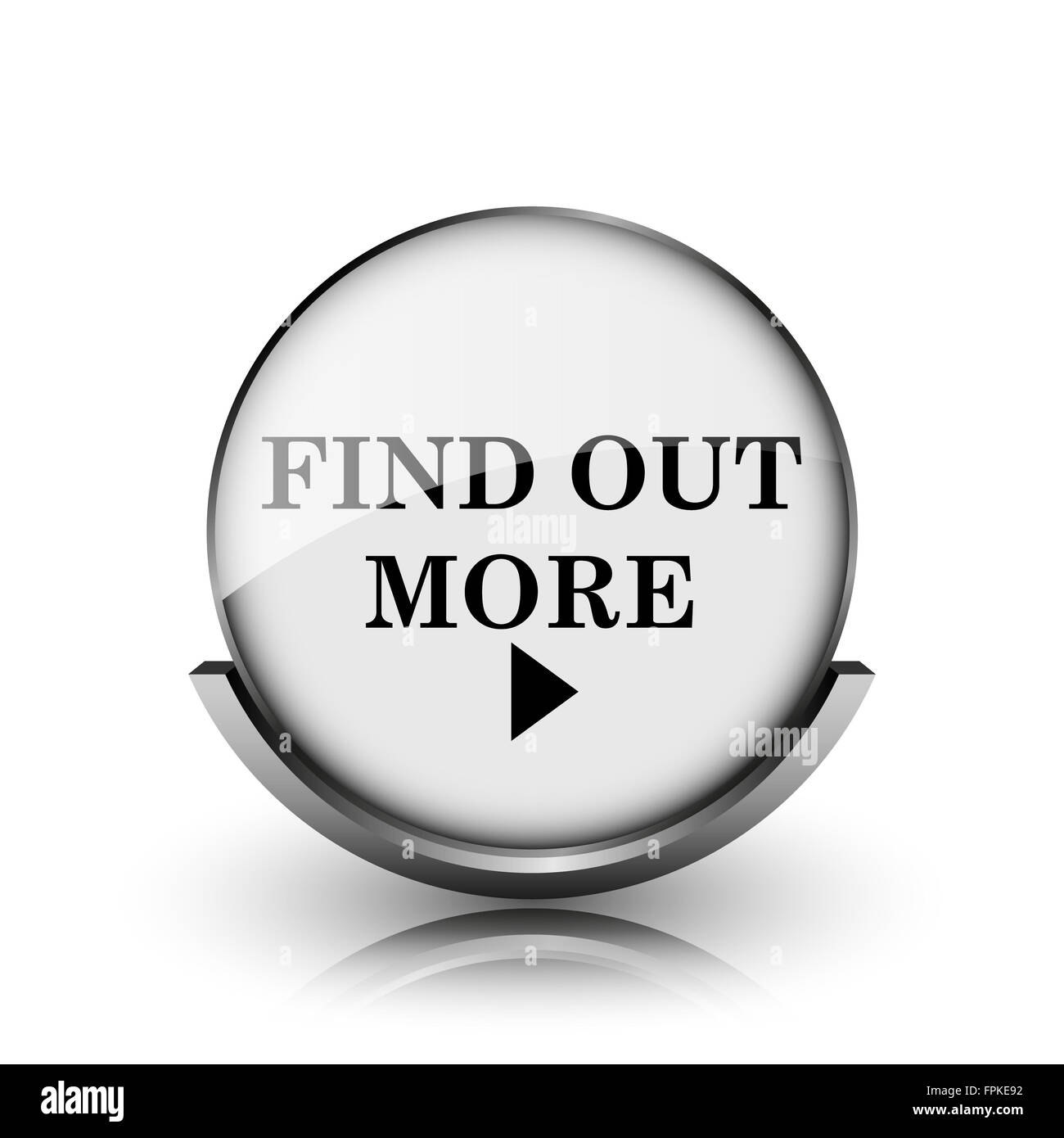 Find out more icon. Shiny glossy internet button on white background ...