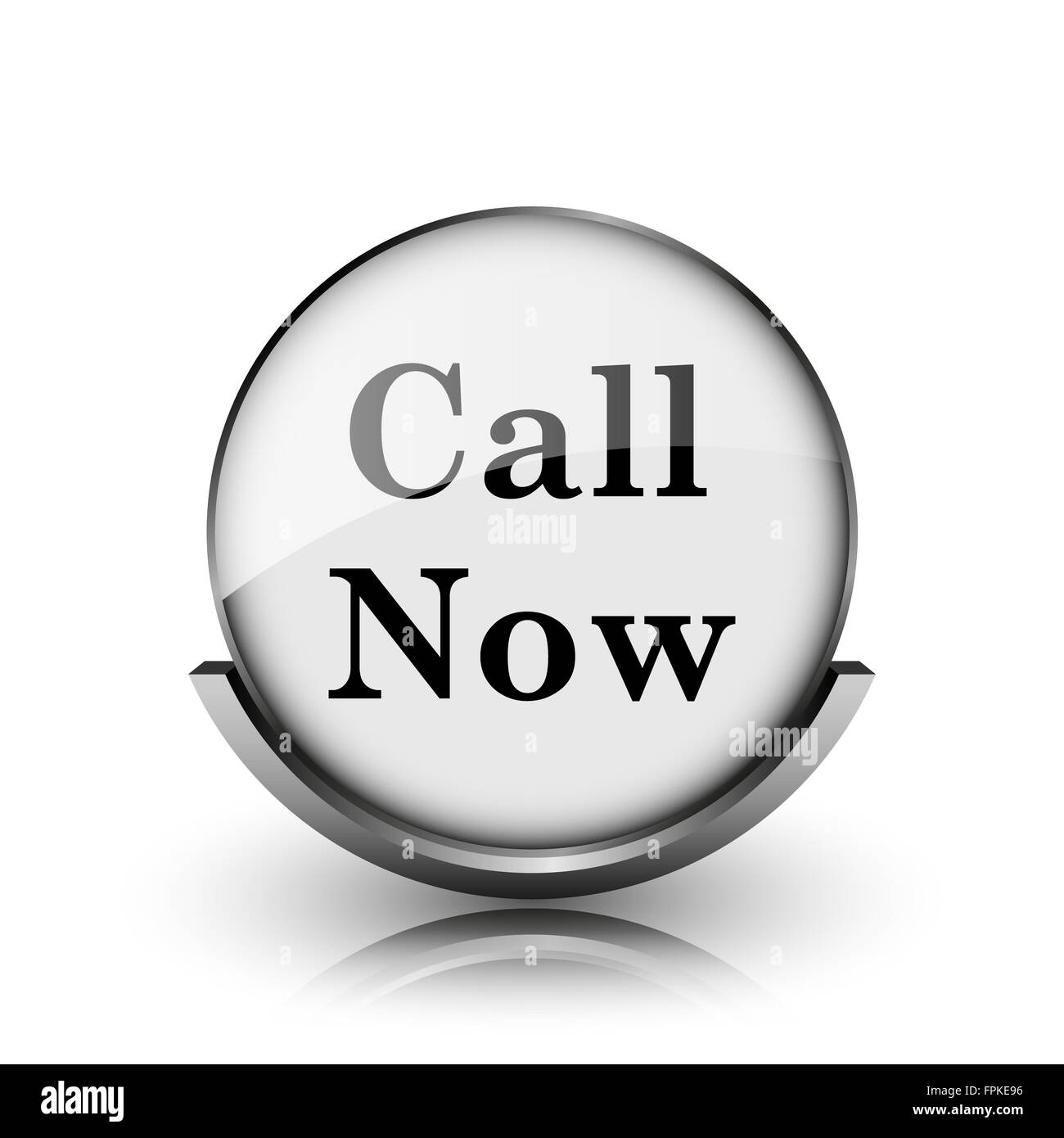 Call now icon. Shiny glossy internet button on white background Stock ...