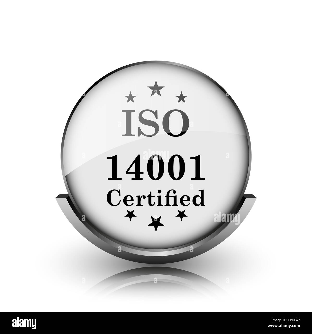 ISO14001 icon. Shiny glossy internet button on white background Stock ...