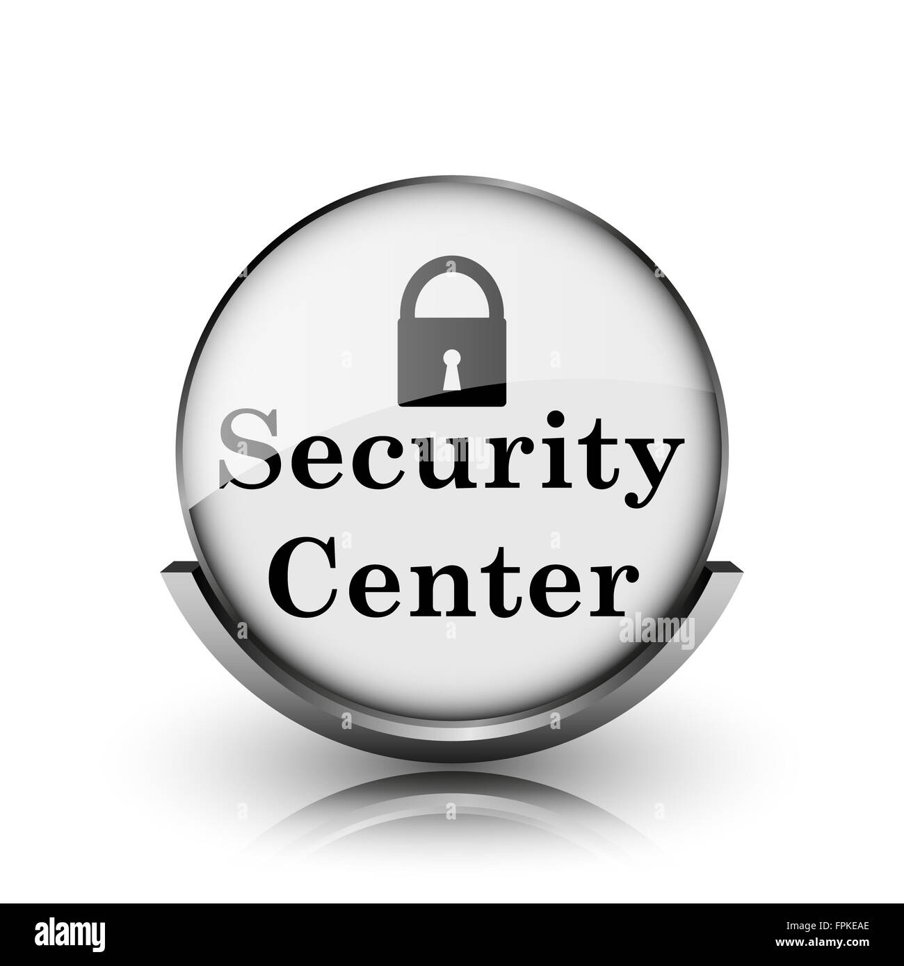Security center icon. Shiny glossy internet button on white background ...