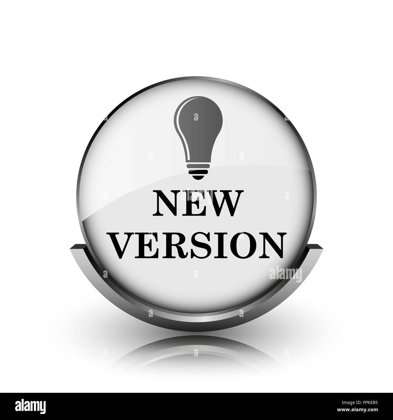 New version icon. Shiny glossy internet button on white background ...