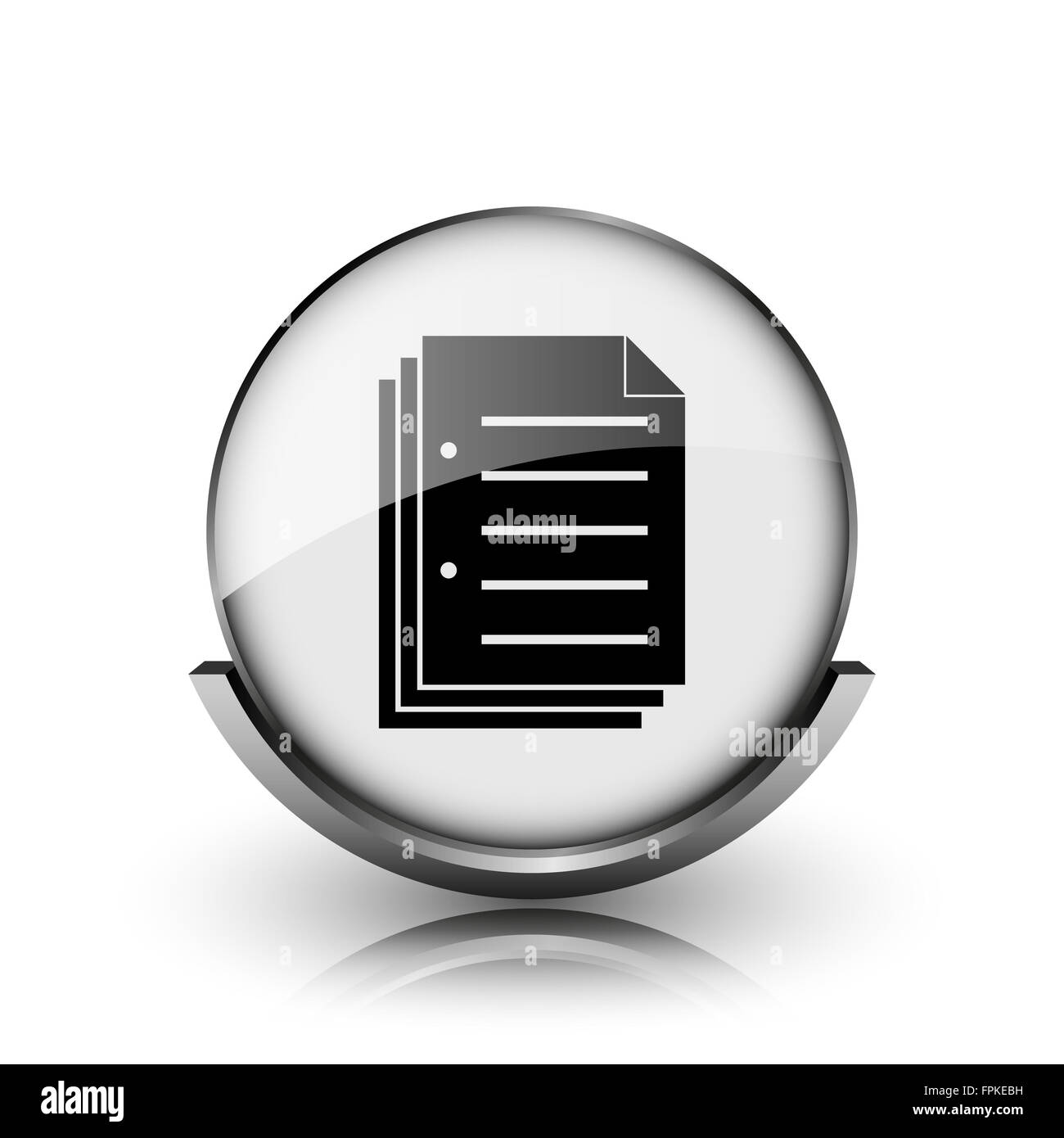 Document icon. Shiny glossy internet button on white background Stock ...