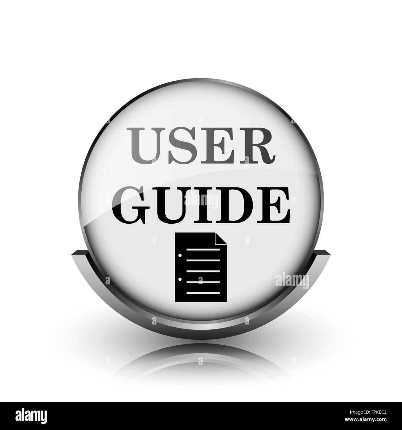 User guide icon. Shiny glossy internet button on white background Stock ...