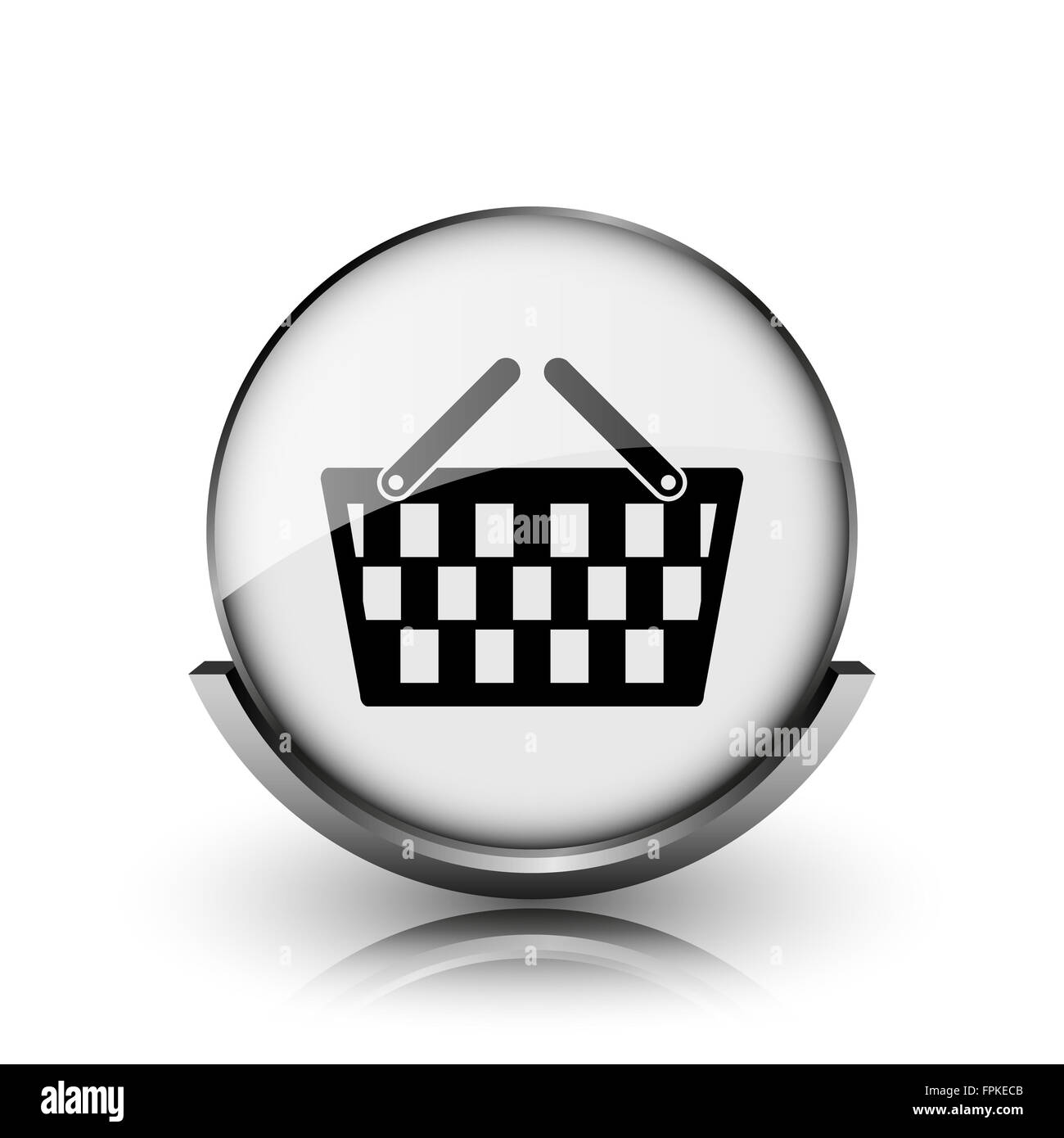 Shopping basket icon. Shiny glossy internet button on white background ...