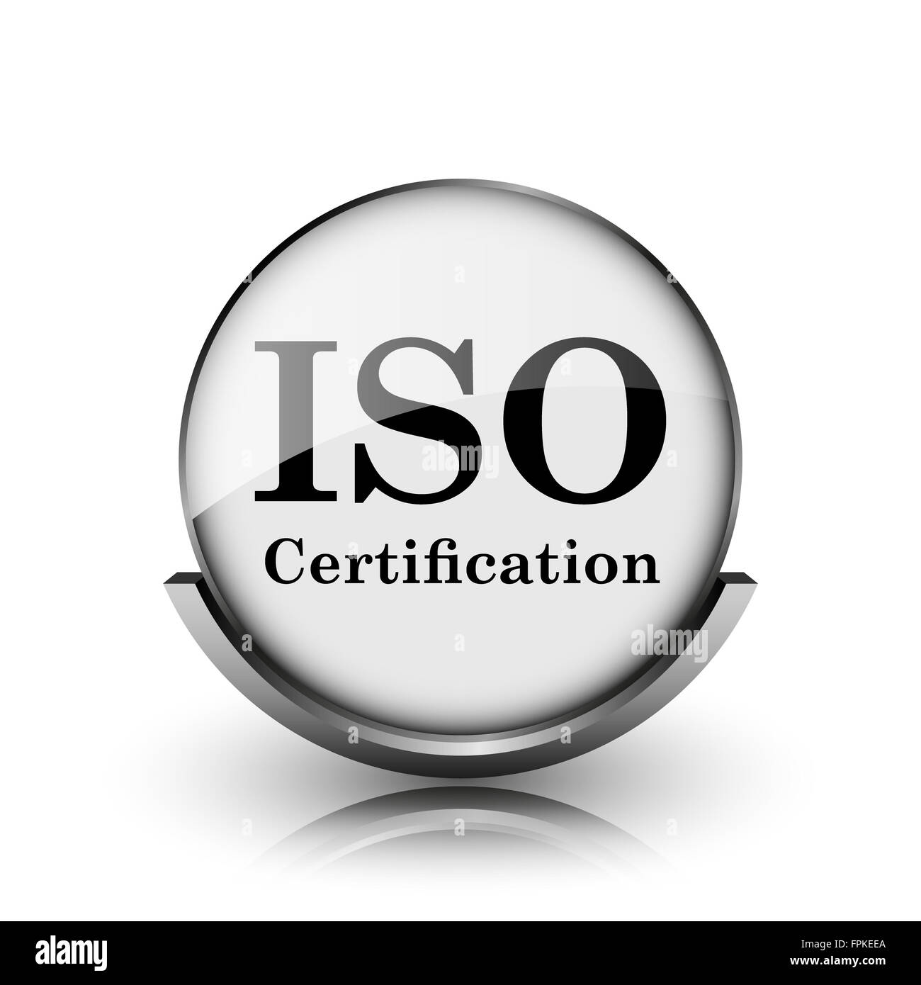 ISO certification icon. Shiny glossy internet button on white ...