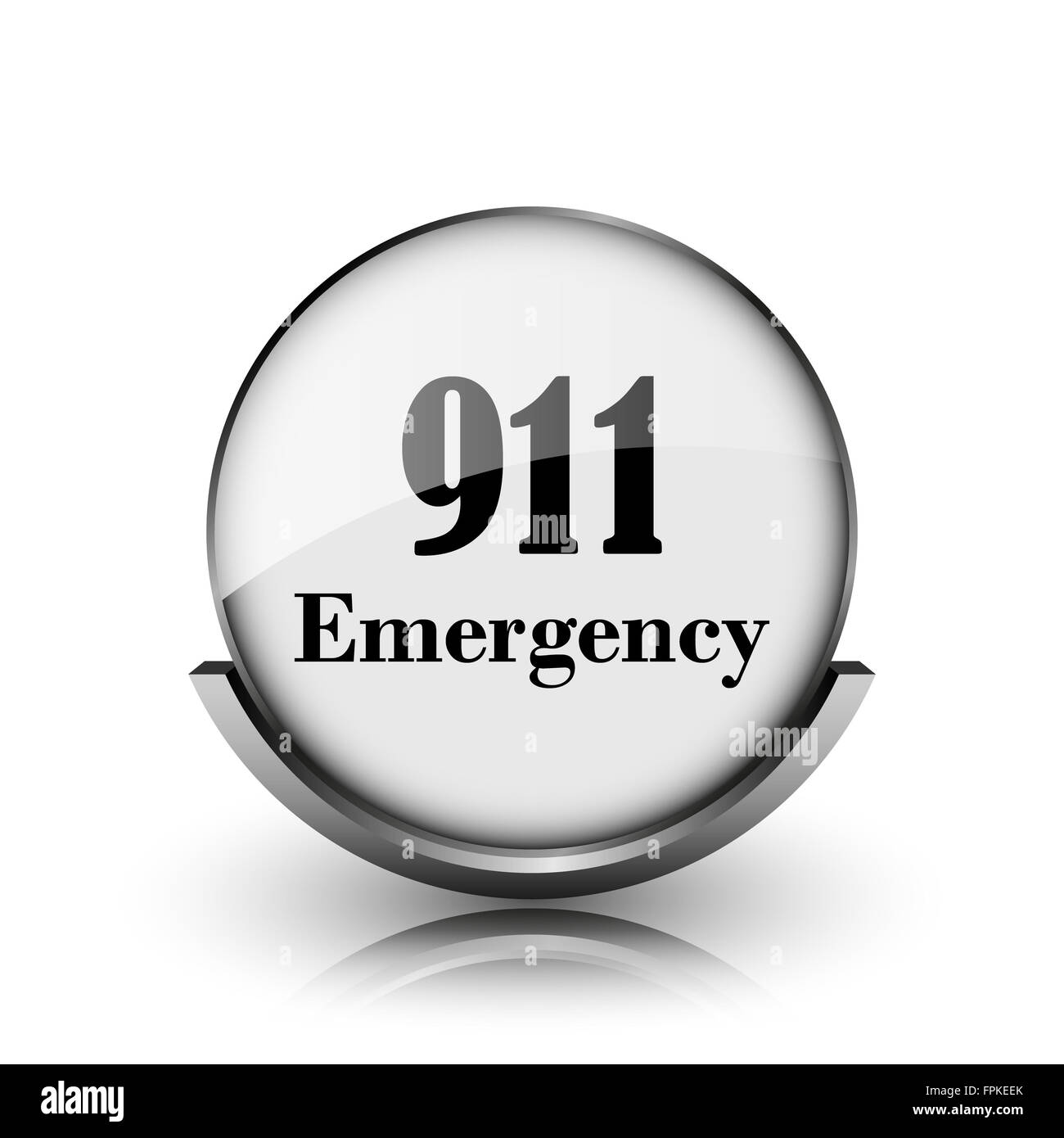 911 Emergency icon. Shiny glossy internet button on white background ...