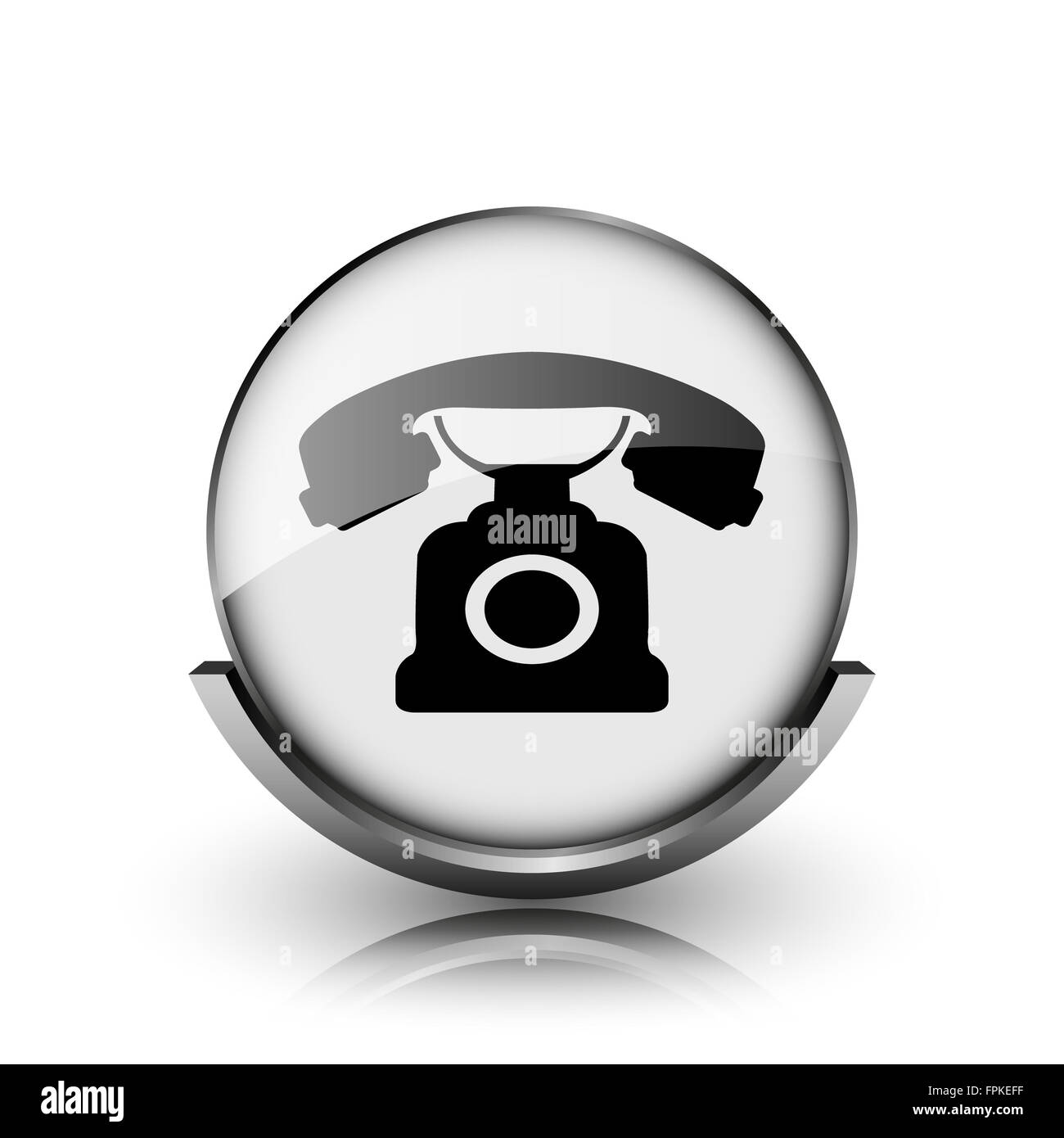 Phone icon. Shiny glossy internet button on white background Stock ...