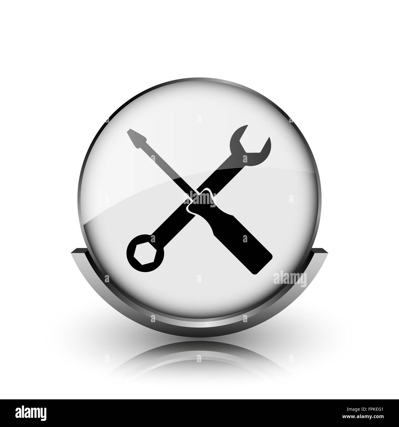 Tools icon. Shiny glossy internet button on white background Stock ...
