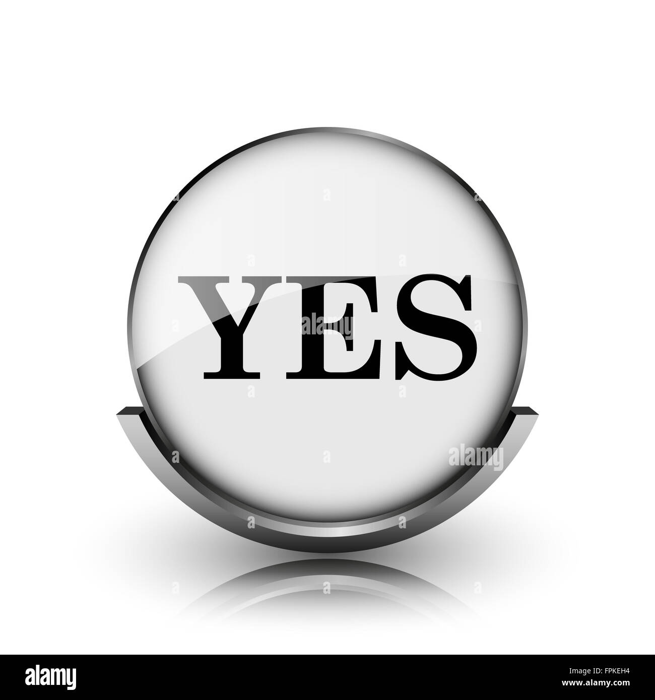 Yes icon. Shiny glossy internet button on white background Stock Photo ...