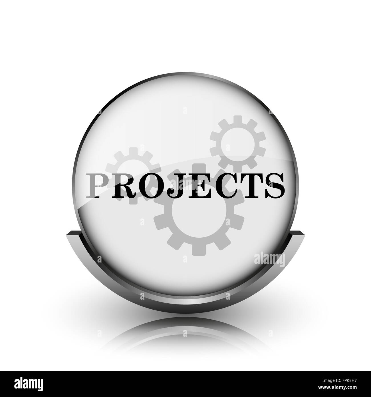 Projects icon. Shiny glossy internet button on white background Stock ...
