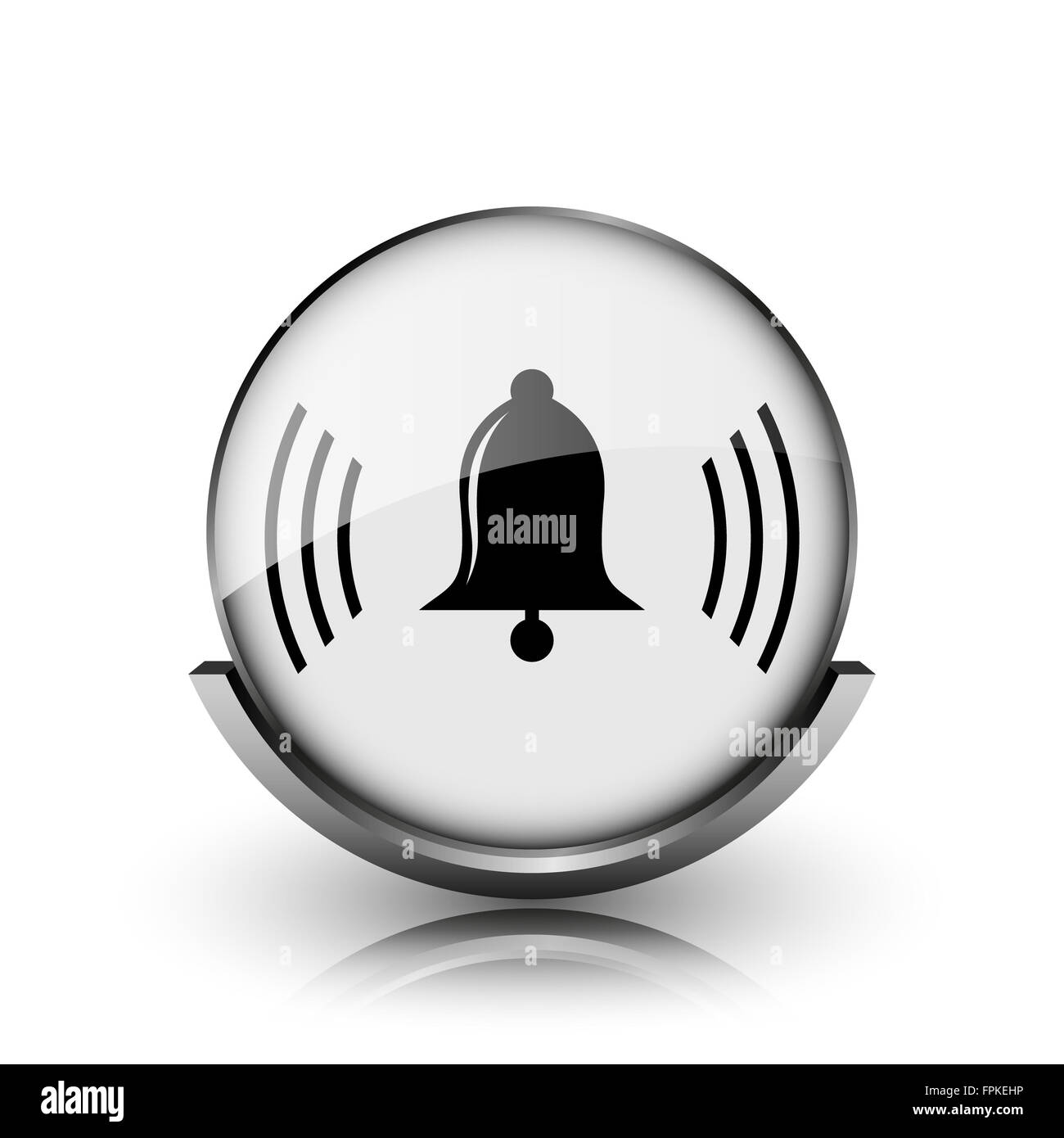 Bell icon. Shiny glossy internet button on white background Stock Photo ...