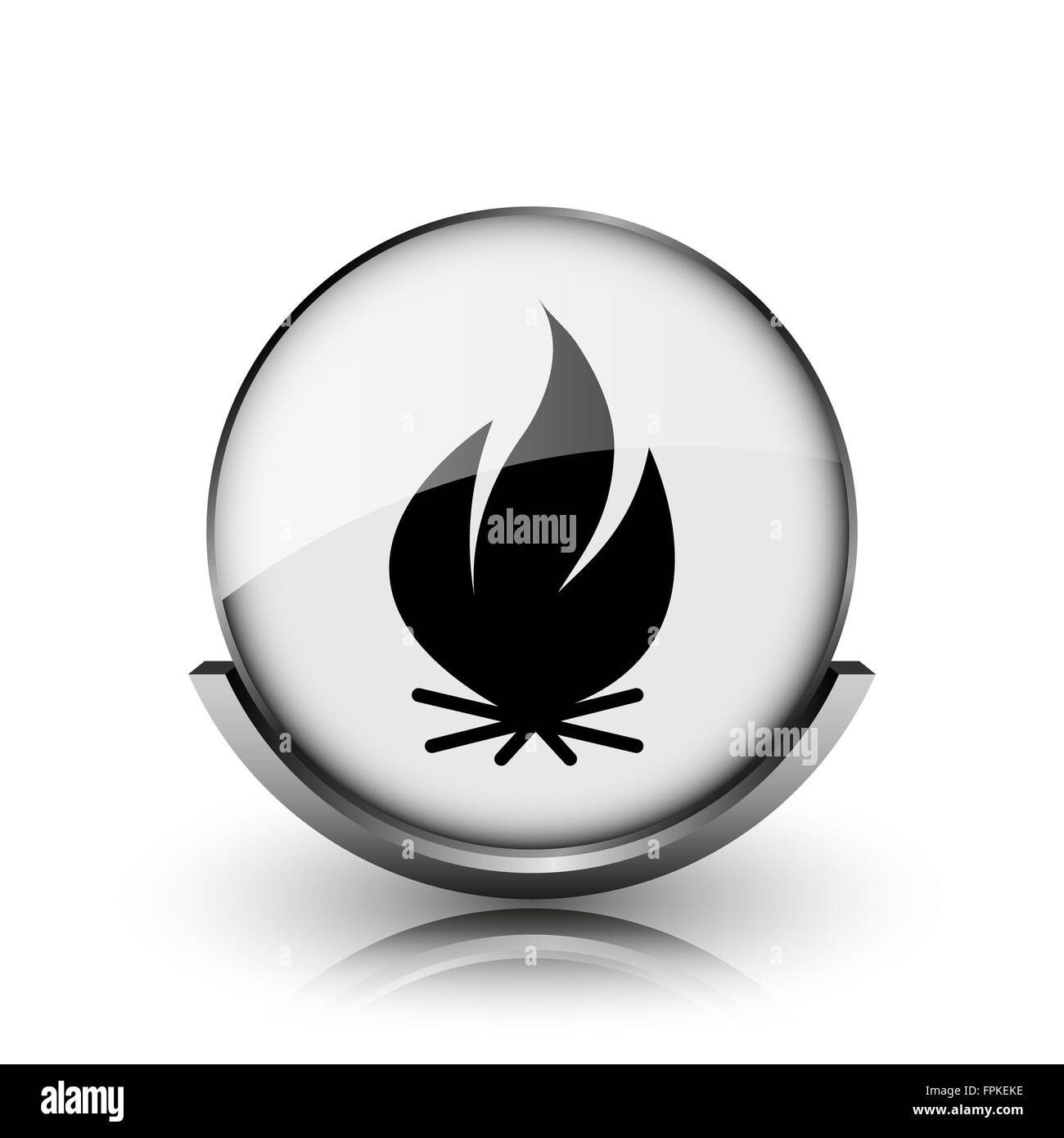 Fire icon. Shiny glossy internet button on white background Stock Photo ...