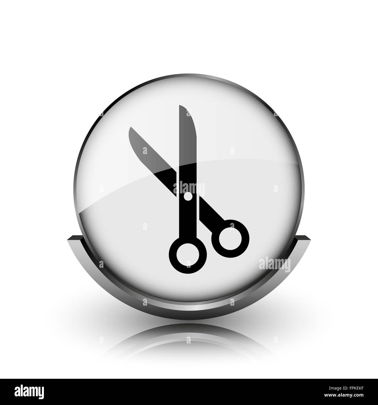 Cut icon. Shiny glossy internet button on white background Stock Photo ...