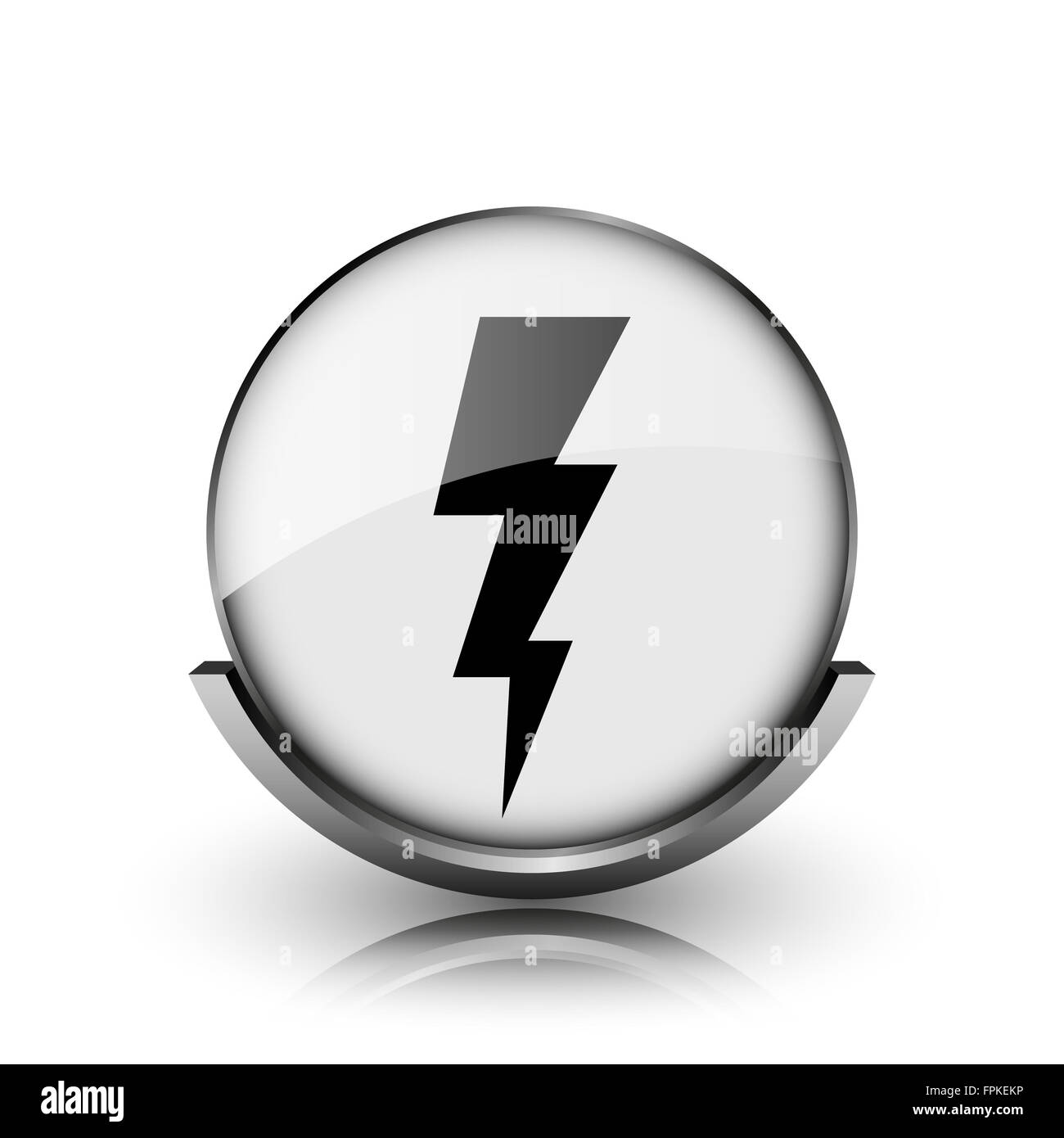 Lightning icon. Shiny glossy internet button on white background Stock ...