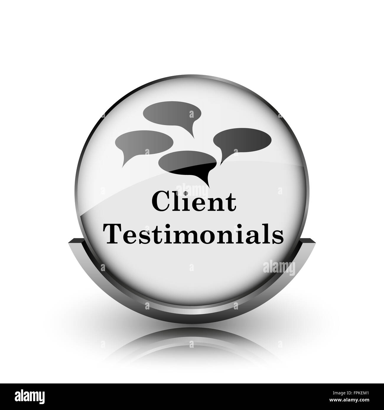Client testimonials icon. Shiny glossy internet button on white ...