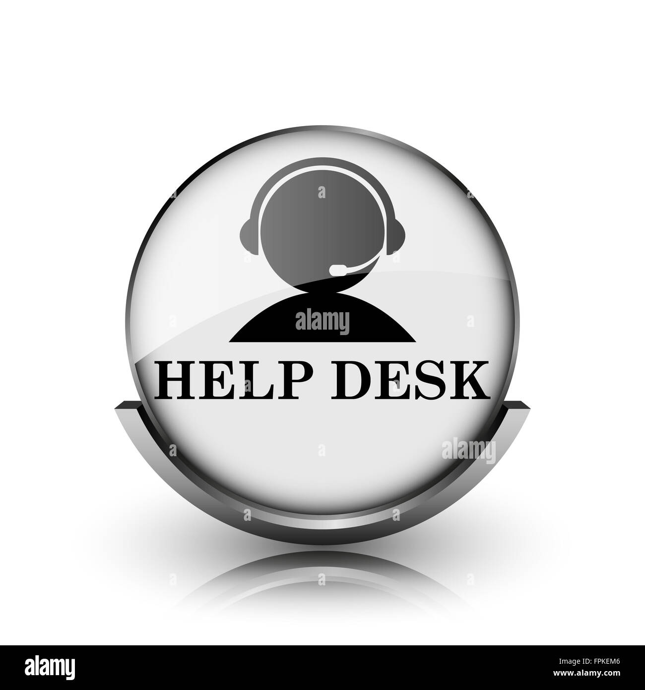 Helpdesk icon. Shiny glossy internet button on white background Stock ...