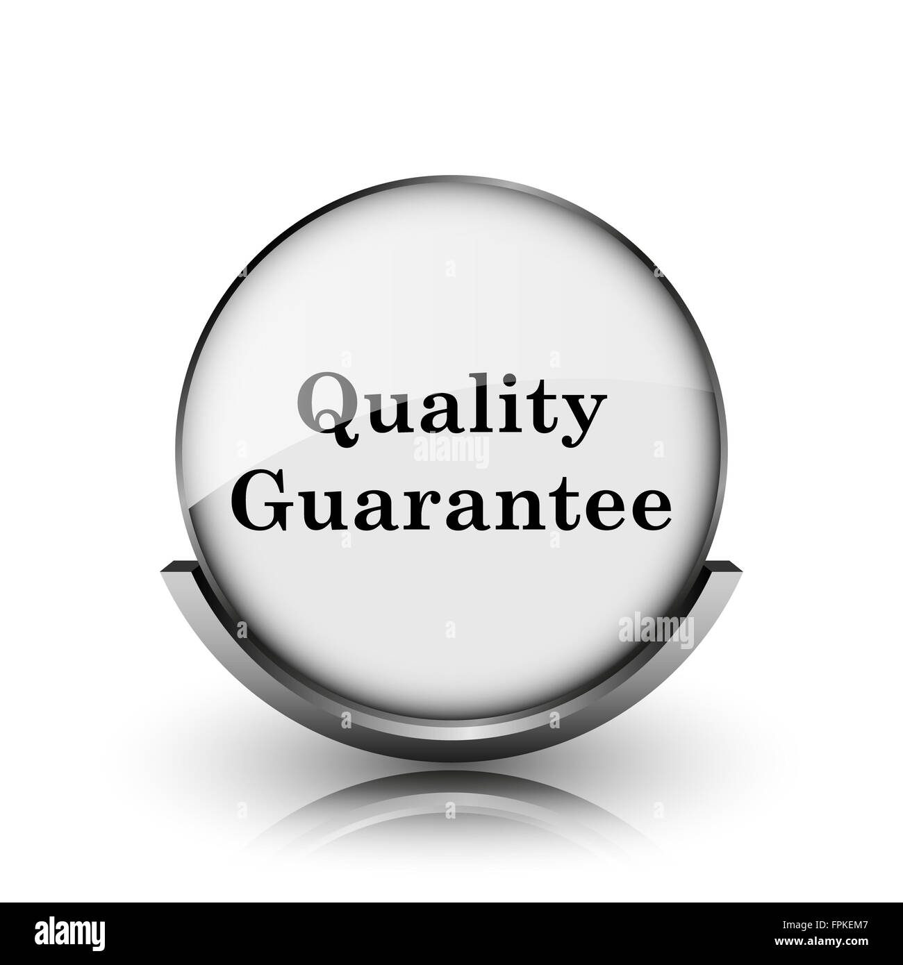 Quality guarantee icon. Shiny glossy internet button on white ...
