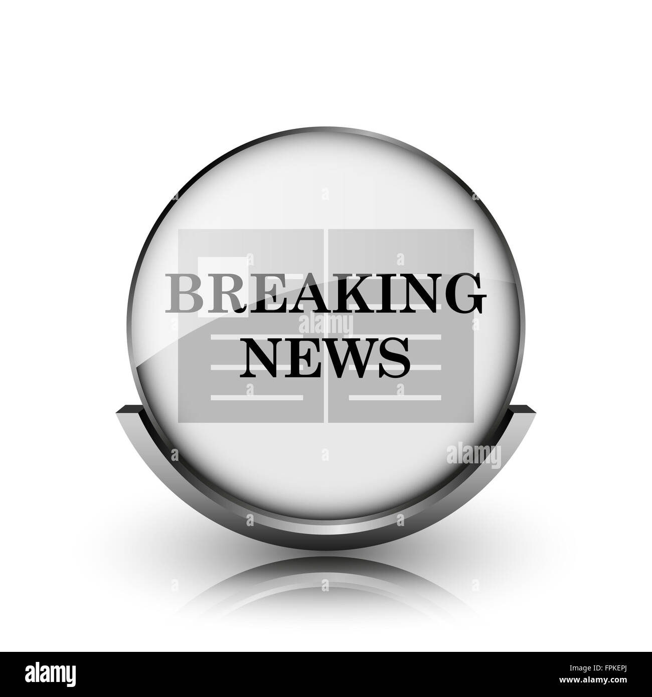 Breaking news icon. Shiny glossy internet button on white background ...